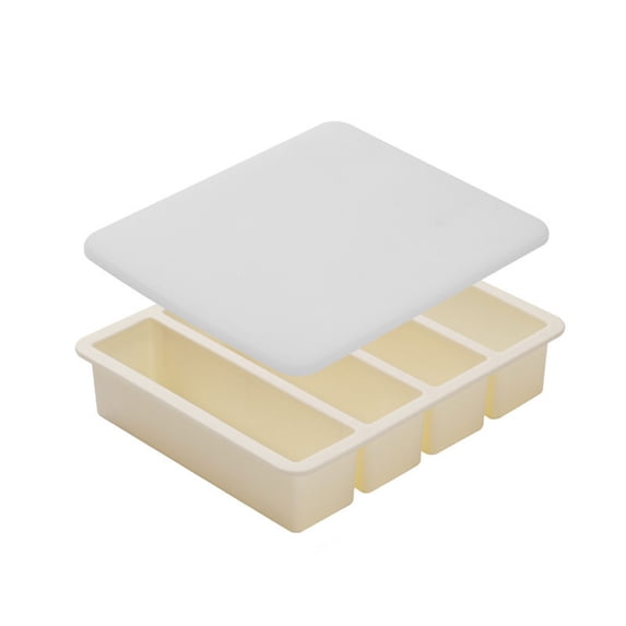 Commercial Grade Silicone Ice Trays Four Square Pocket With Tight Cover ...