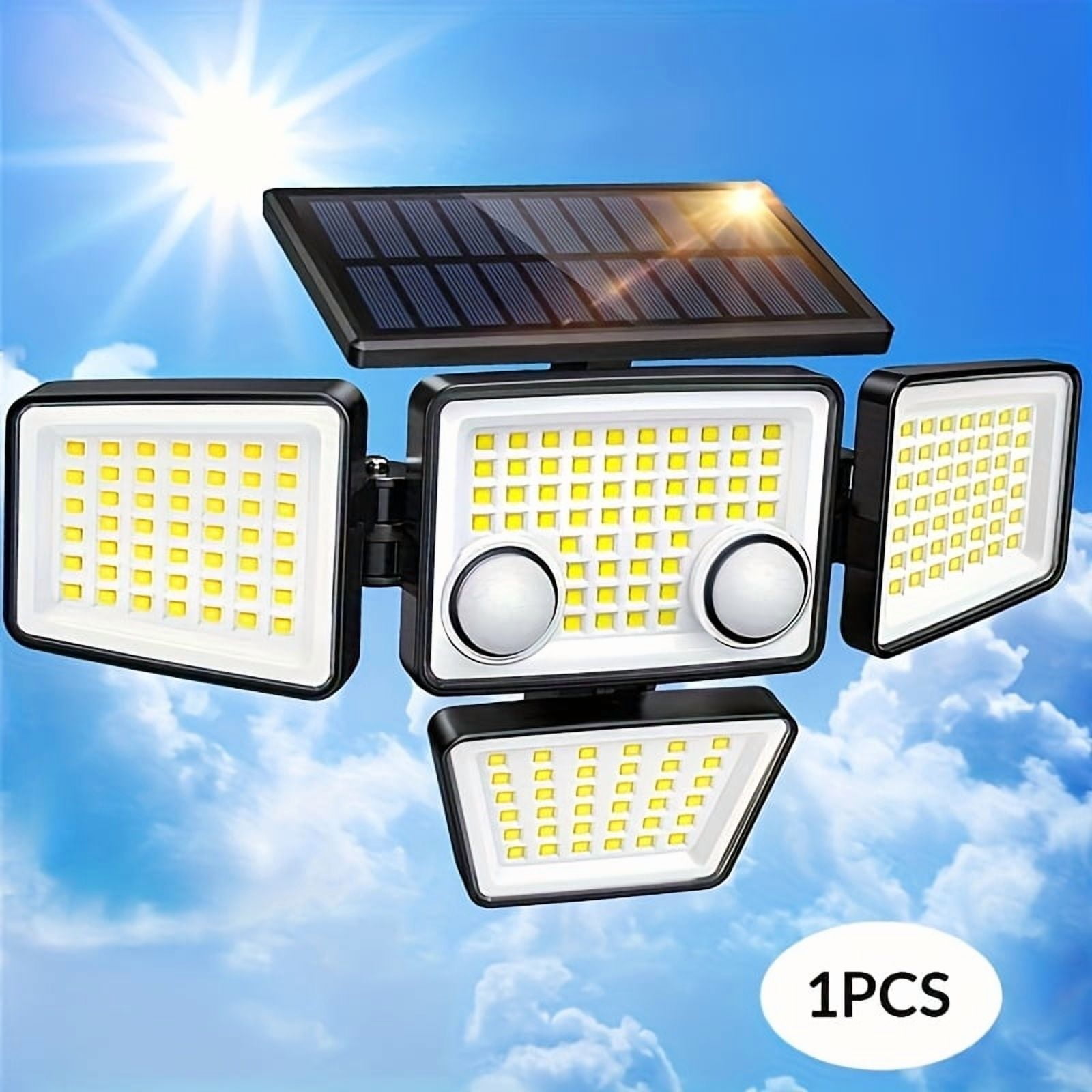 Commercial-Grade Solar-Powered Outdoor Light with 4 Heads and 188 LEDs ...