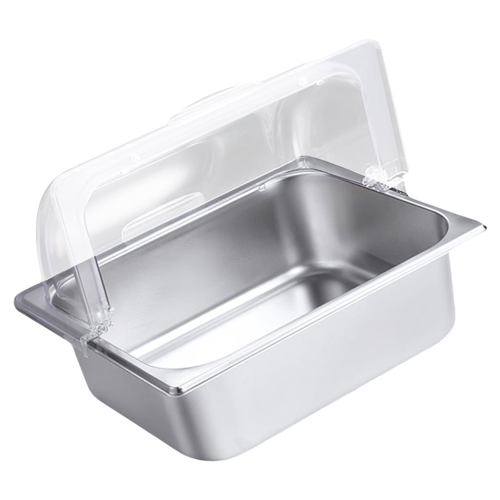 Commercial Grade Stainless Steel Food Serving Tray Clear Cover Multiple ...