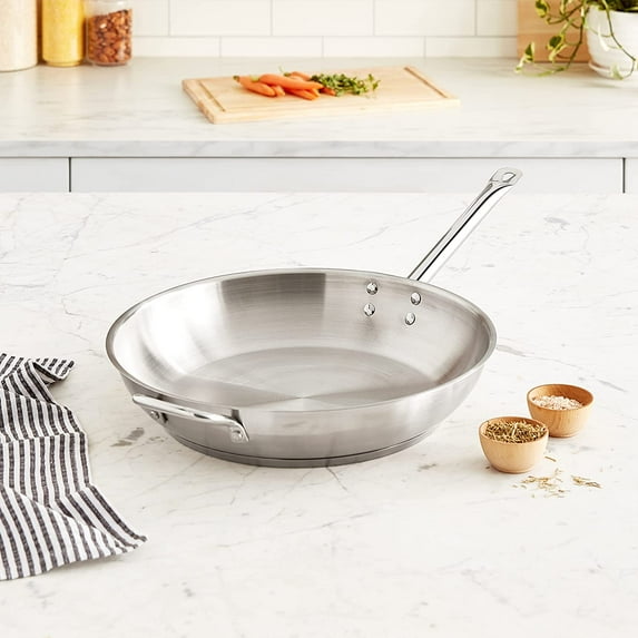Commercial-Grade Stainless Steel Fry Pan with Helper Handle, Natural ...