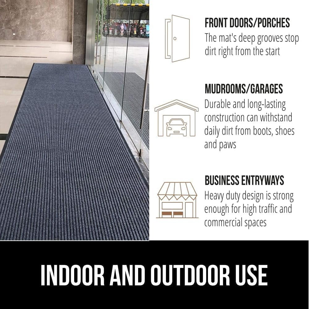 Commercial Grade Striped Brush Step Entrance Welcome Non-Slip Mat with ...