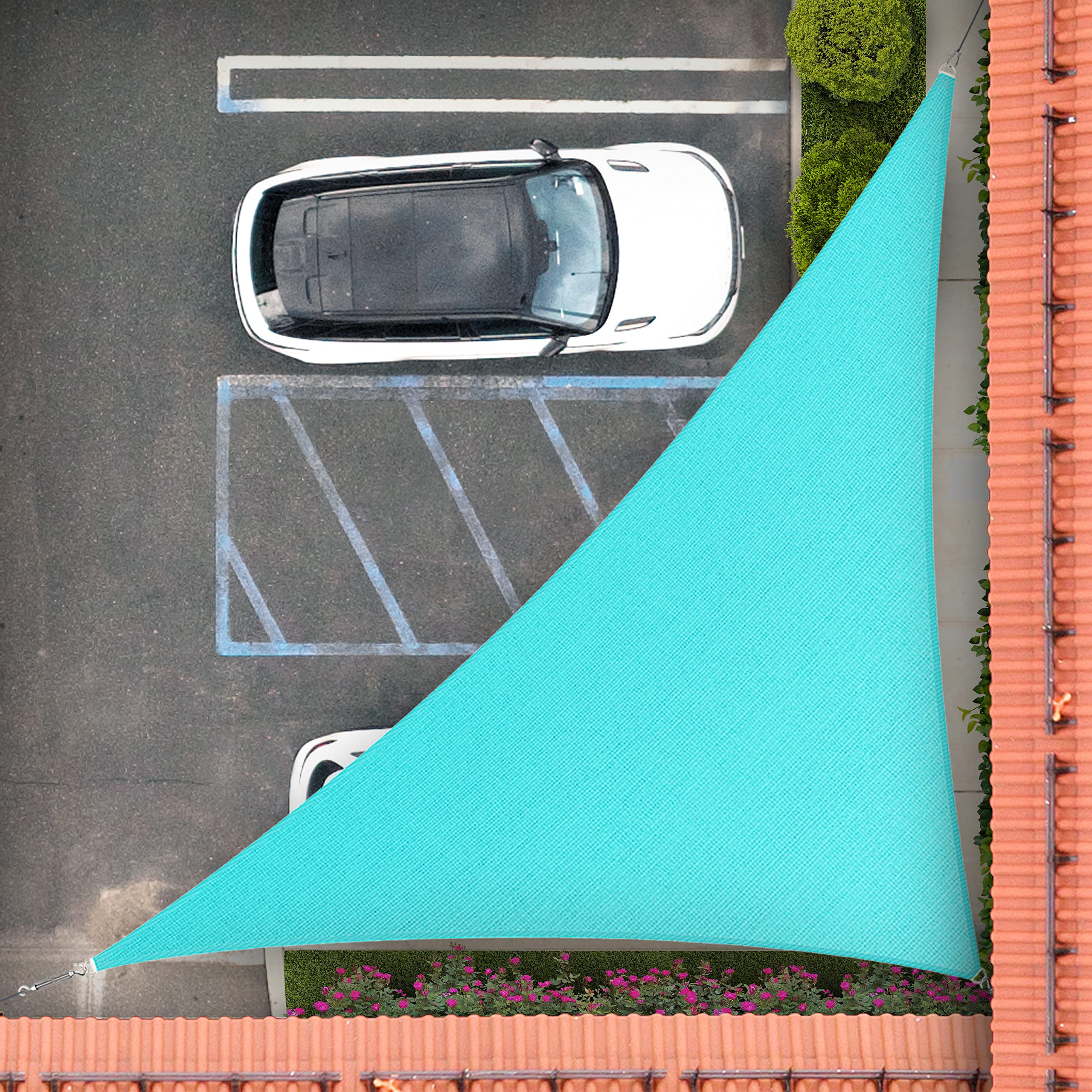 Commercial Grade Triangle Sun Shade Sail 7' x 14' x 15.7' UPF50+ UV ...