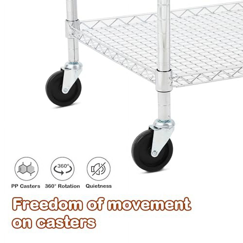 Commercial Grade Utility Cart, 3 Tires Wire Rolling Cart, Steel Service ...