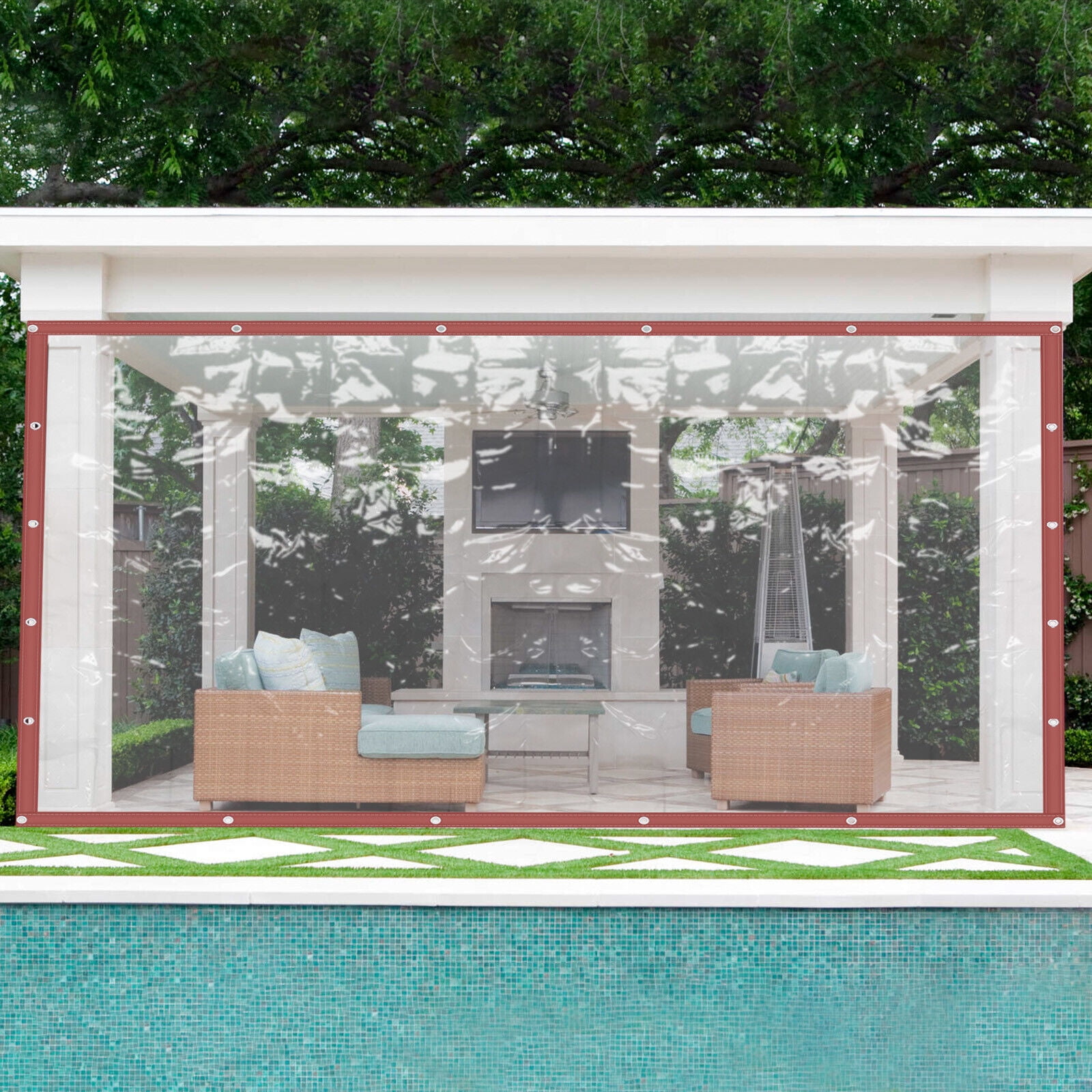 YIPONYT Waterproof Vinyl Clear Awning Canopy, Roll Up Patio Enclosure ...