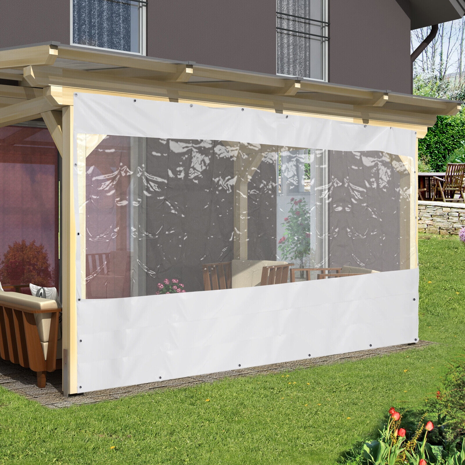 Commercial Grade Waterproof Vinyl Clear Awning Canopy Roll Up Patio ...