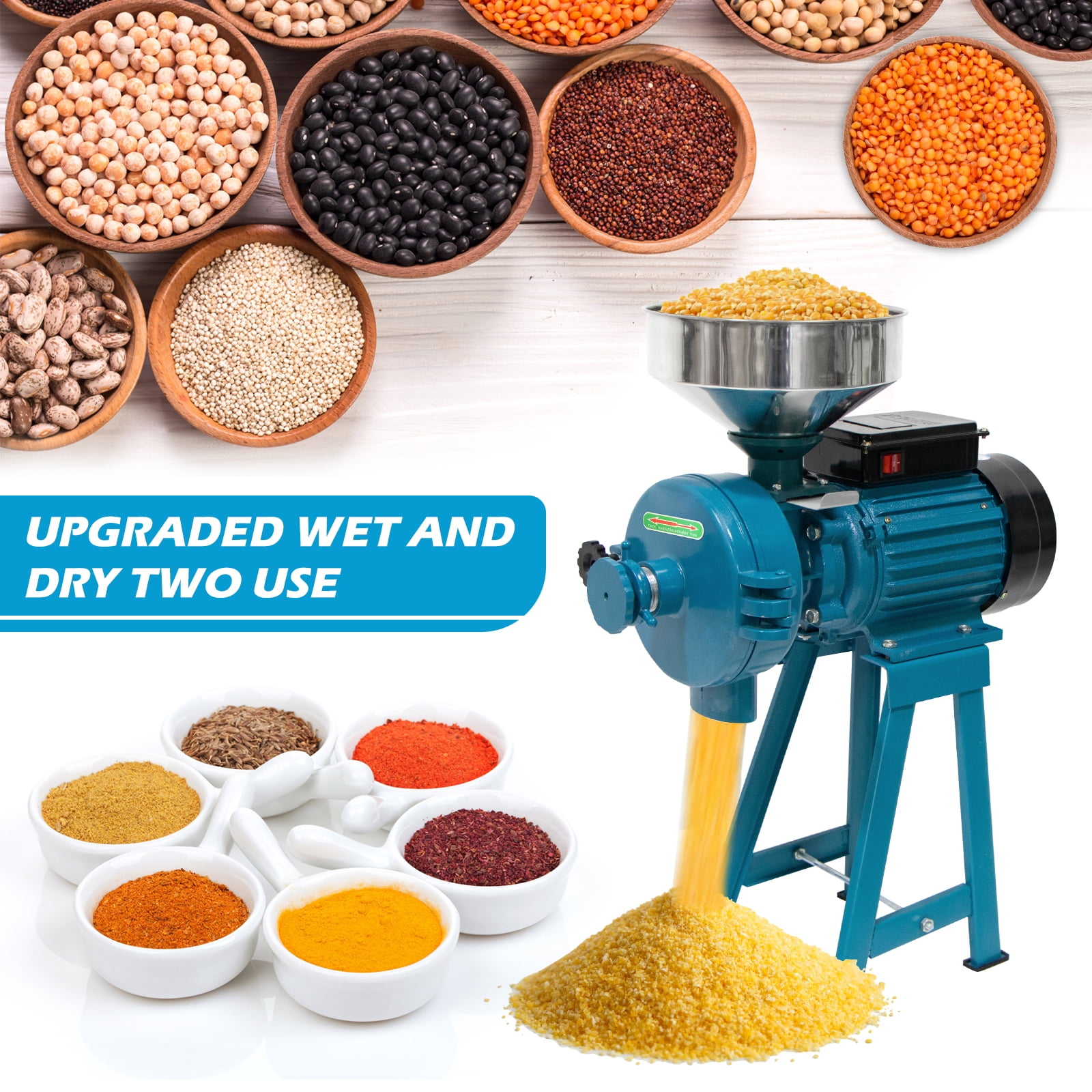 Commercial Grain Mill Electric Grain Grinder 3000W Commercial Corn ...