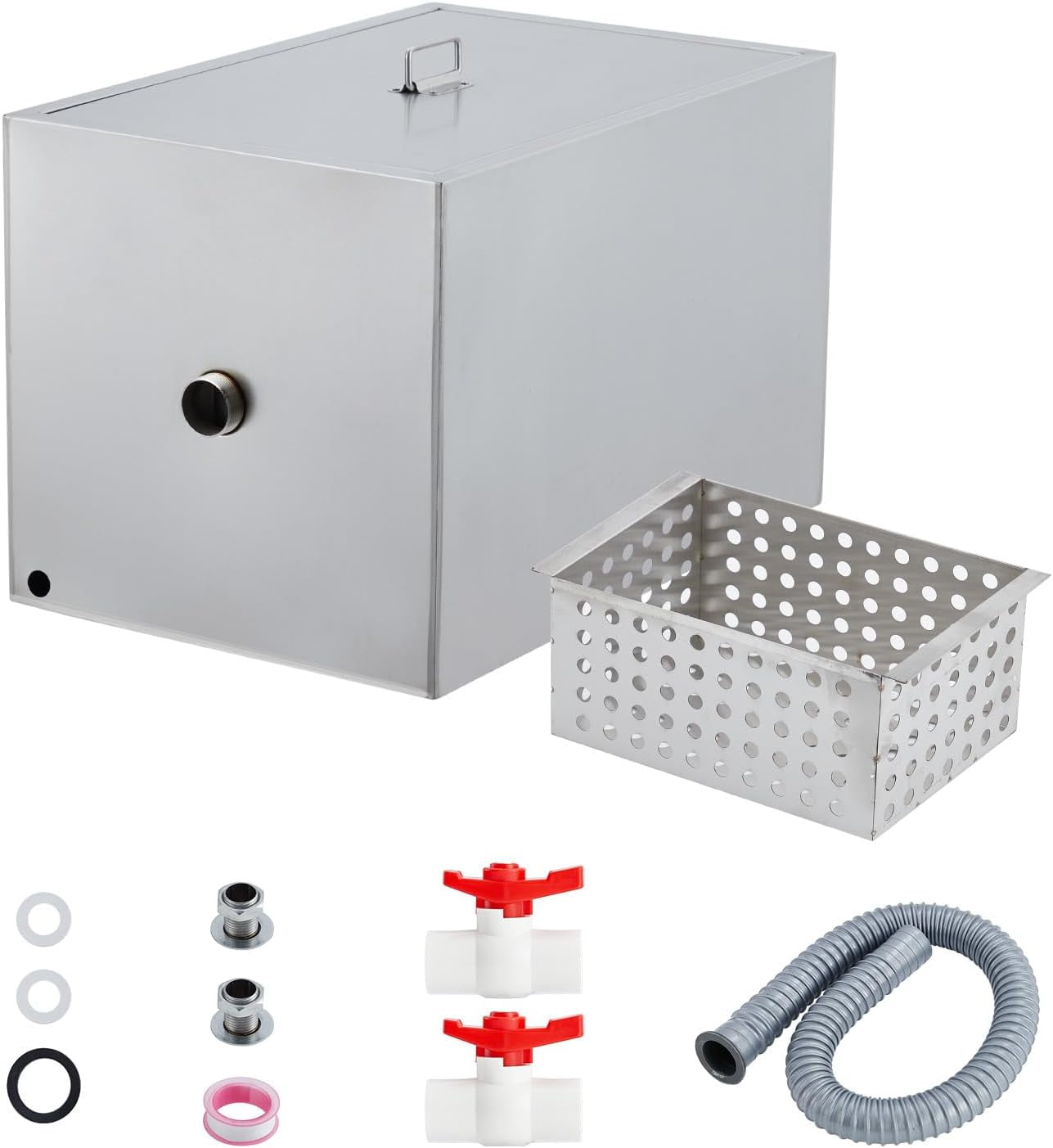Commercial Grease Trap, 40 lbs Stainless Steel Interceptor with Side ...