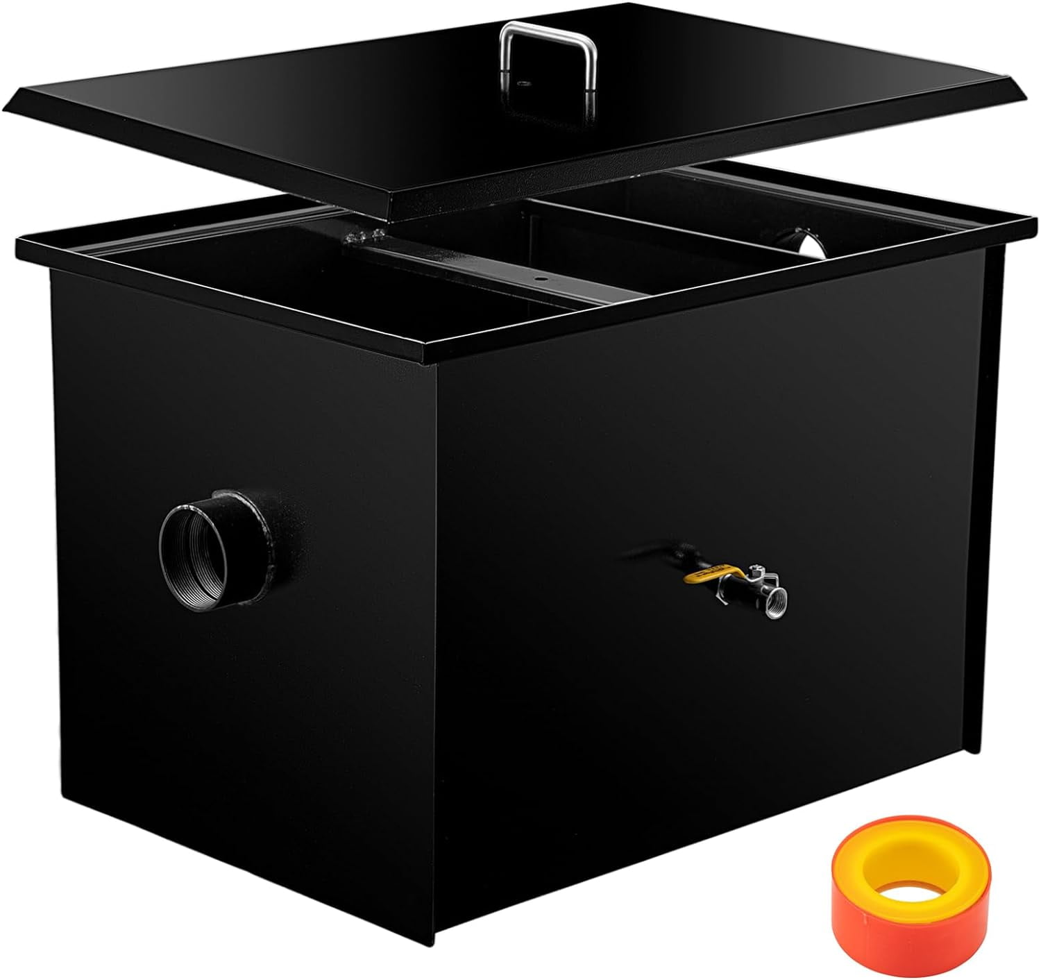 Commercial Grease Trap, 8 lbs Carbon Steel Interceptor with Side Inlet ...