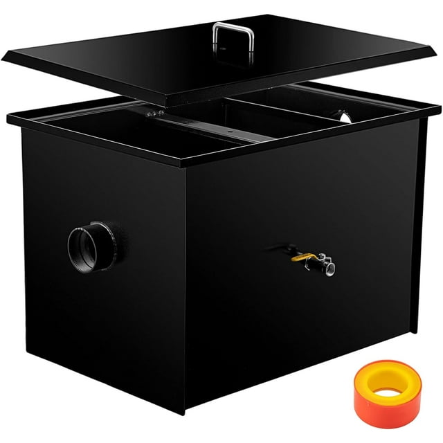 Commercial Grease Trap, 8 lbs Carbon Steel Interceptor with Side Inlet ...