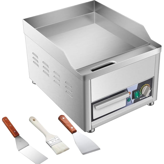 Commercial Griddle with Spatulas,14",1800W Stainless Countertop Flat ...