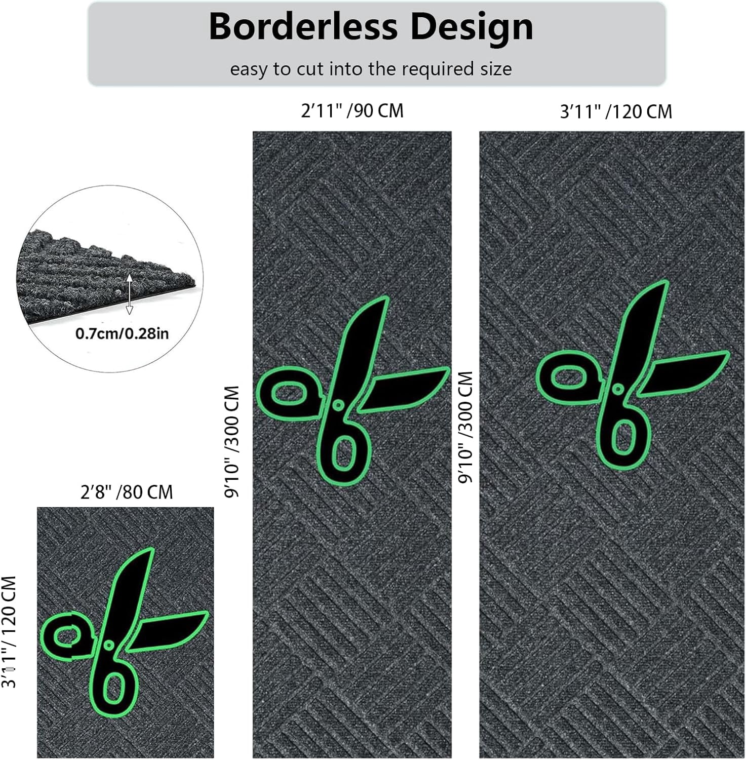 Commercial Hallway Runner Rugs 2'11" x 9'10", Non-Slip Indoor Outdoor ...