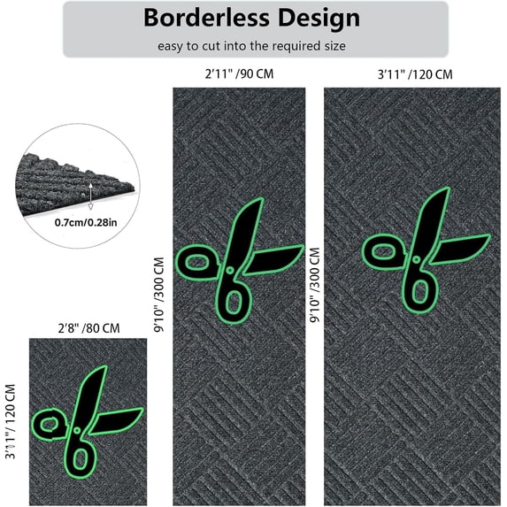 Commercial Hallway Runner Rugs 2'11" x 9'10", Non-Slip Indoor Outdoor ...