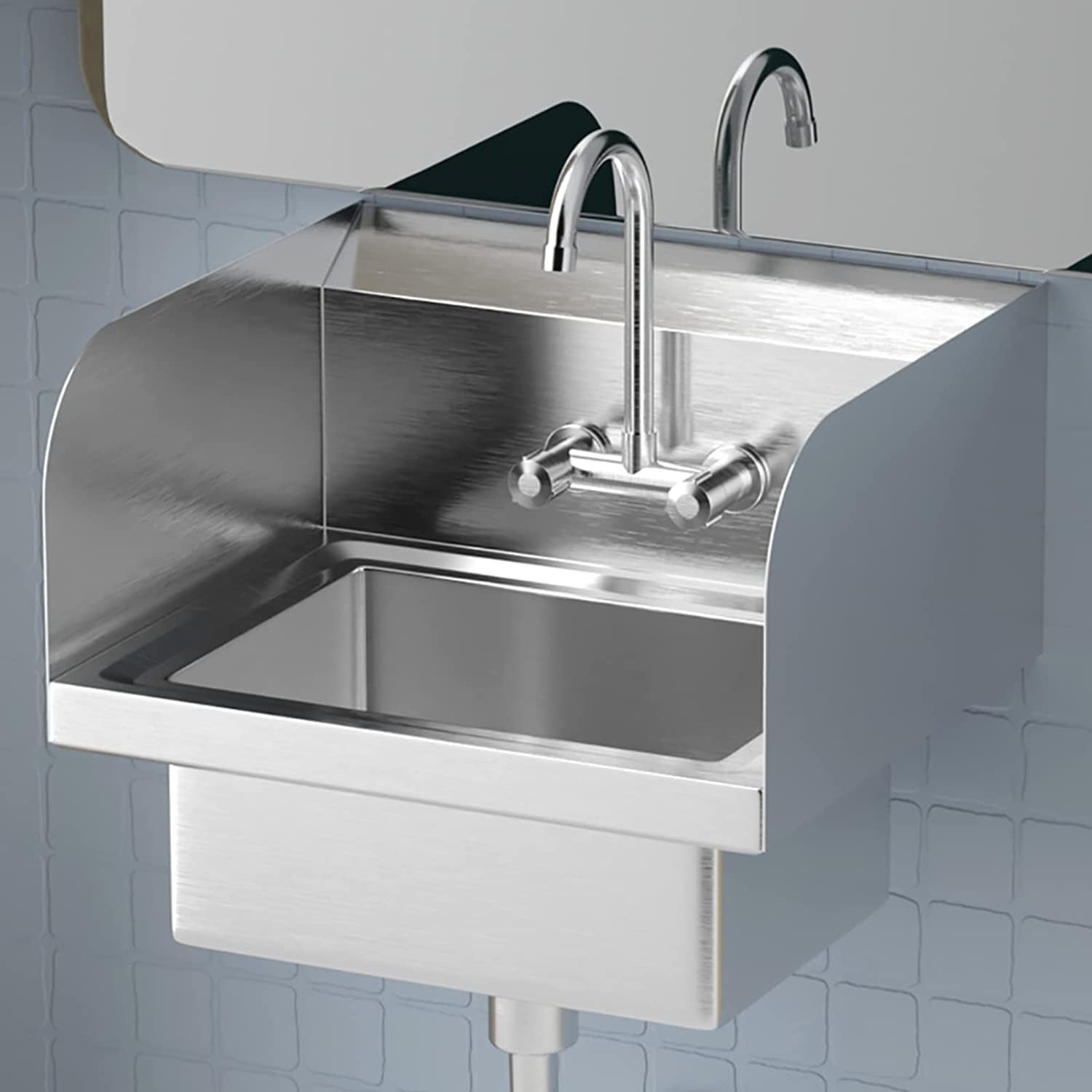 Commercial Hand Wash Sink Stainless Steel Bar/Prep with Side Splash ...