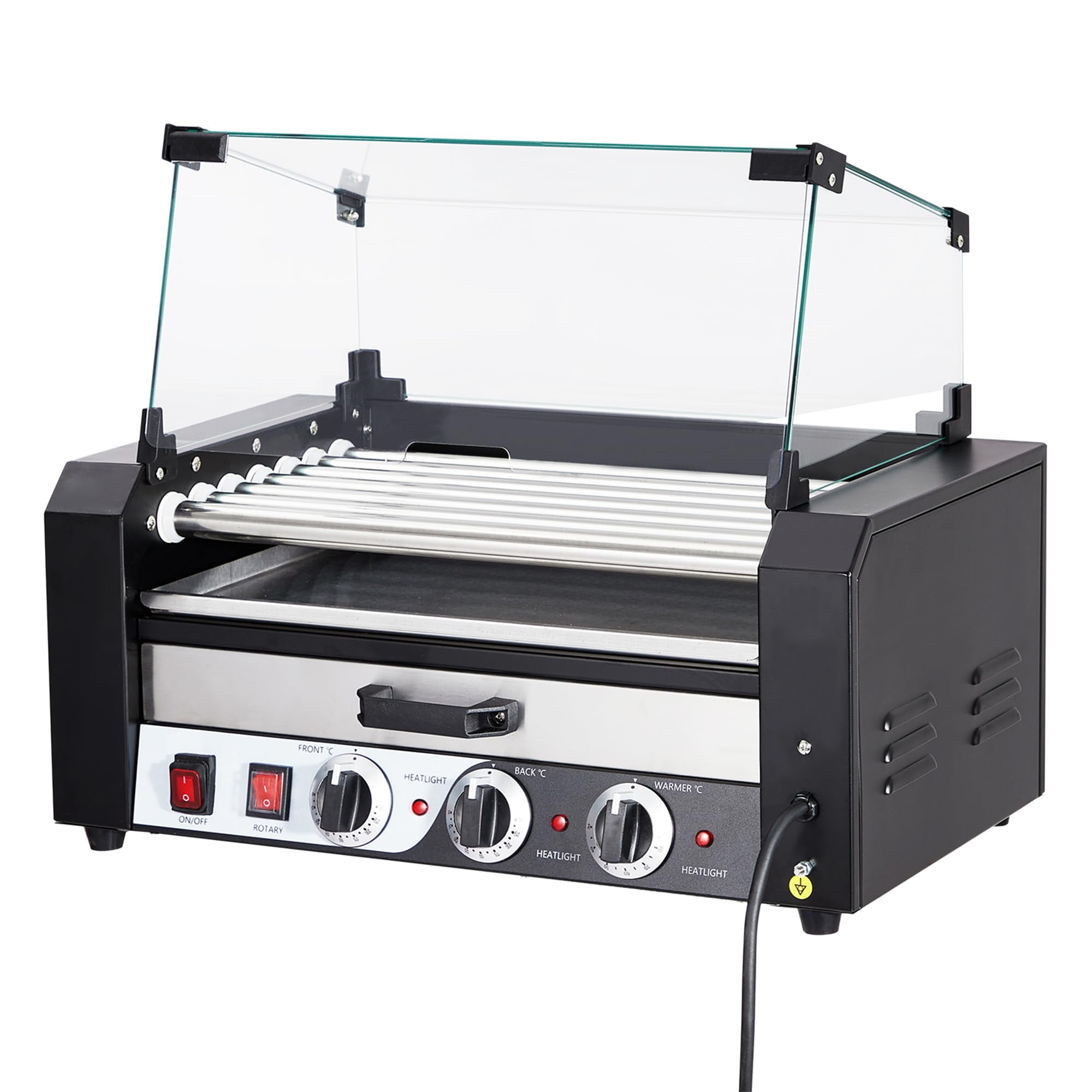 Commercial Hot Dog Roller Grill Machine 11 Rollers 30-Capacity, 1950W ...