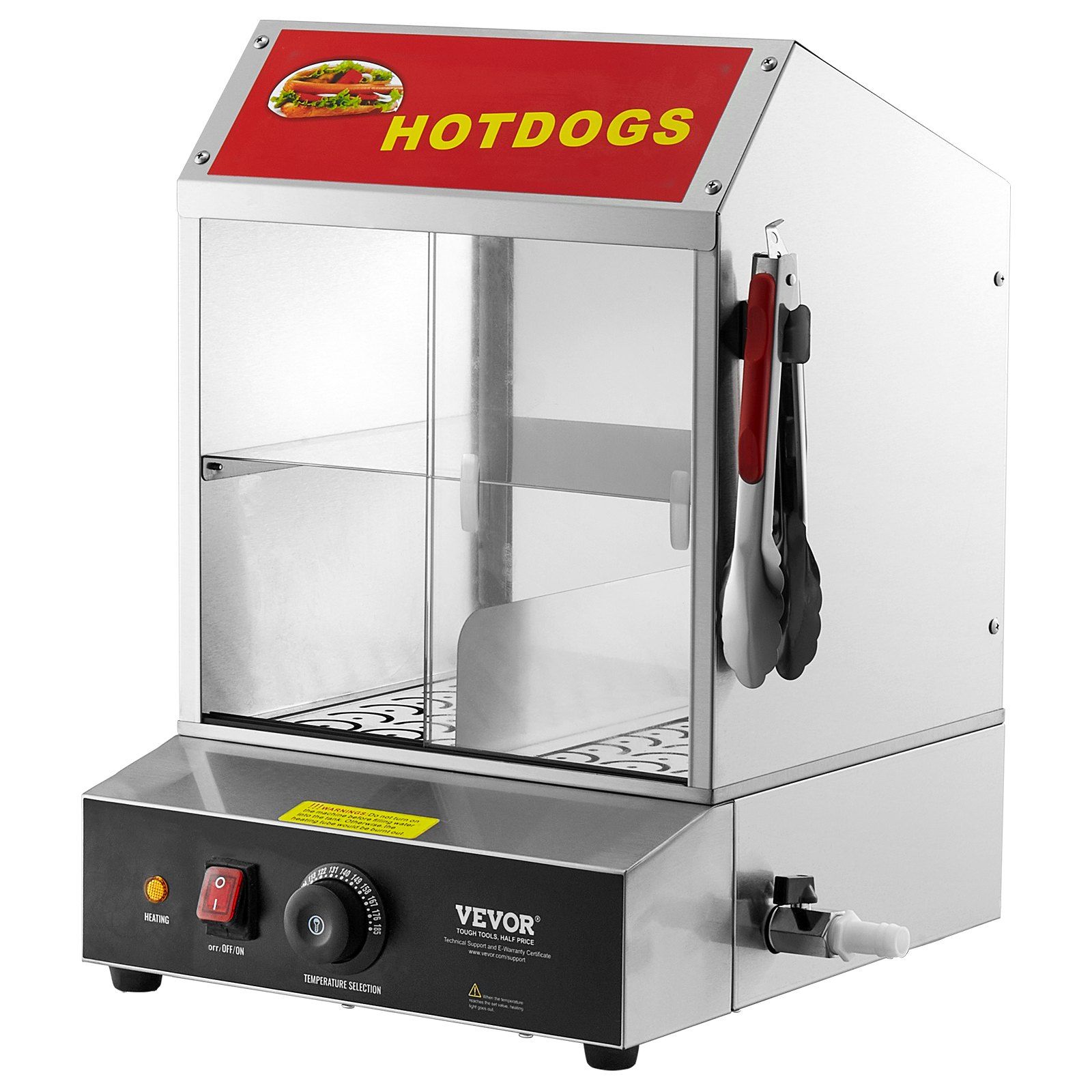 Commercial Hot Dog Steamer & 2-Tier Bun Warmer with Slide Doors, 28.5QT ...