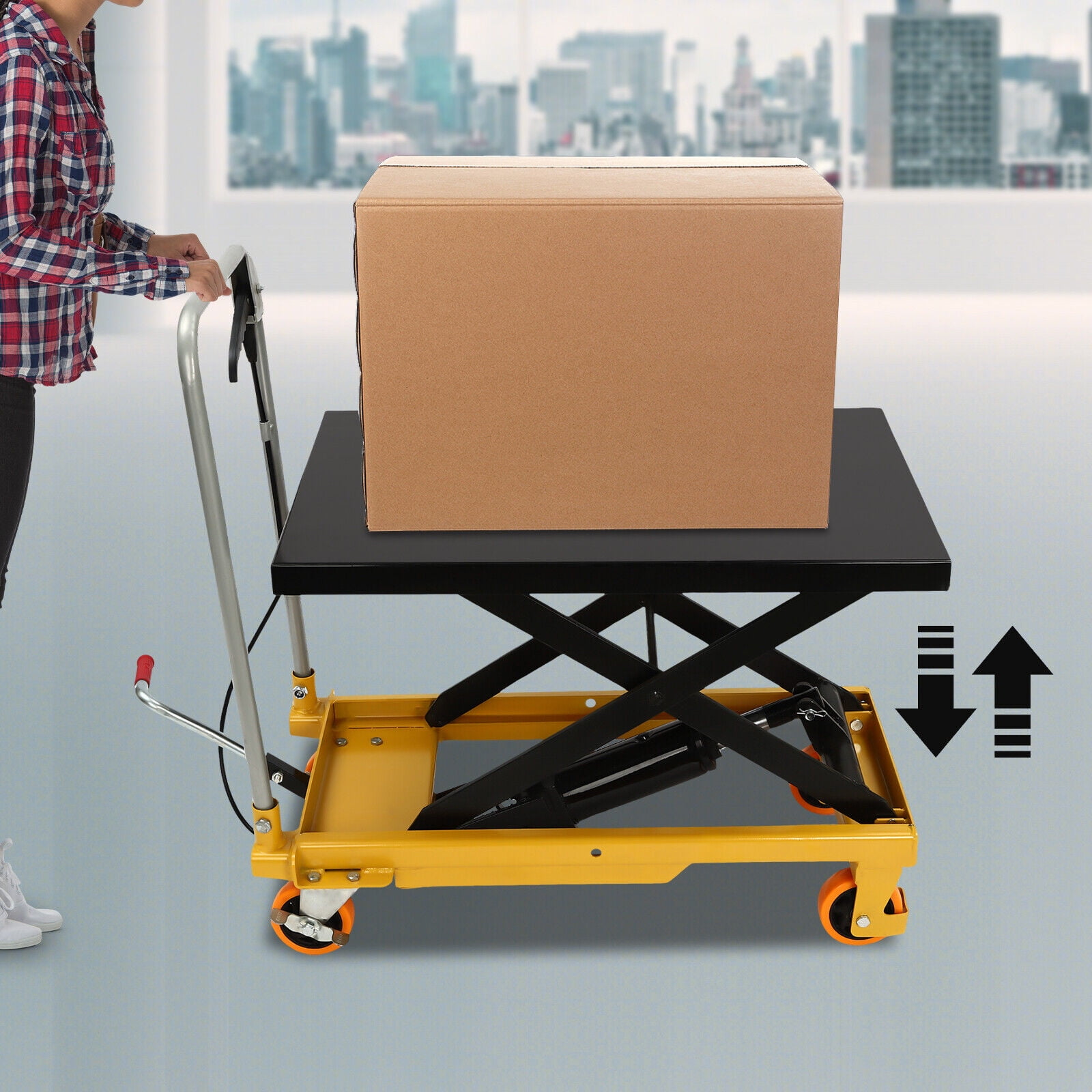 Commercial Hydraulic Lift Table Cart 500 lbs 28.5 inch Manual Scissor ...