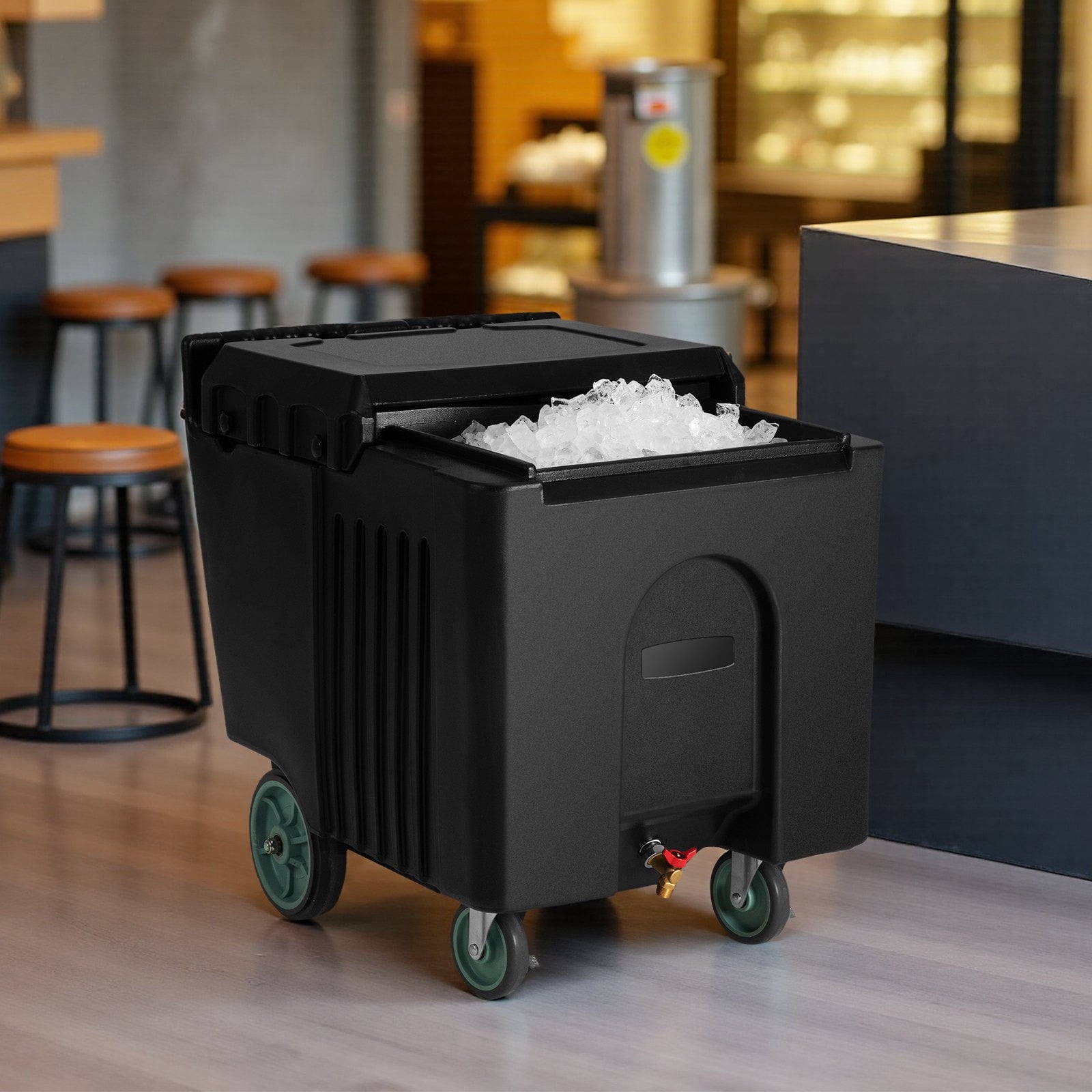 Commercial Ice Bin 61.6 L Portable Ice Caddy with Sliding Lid and Four ...