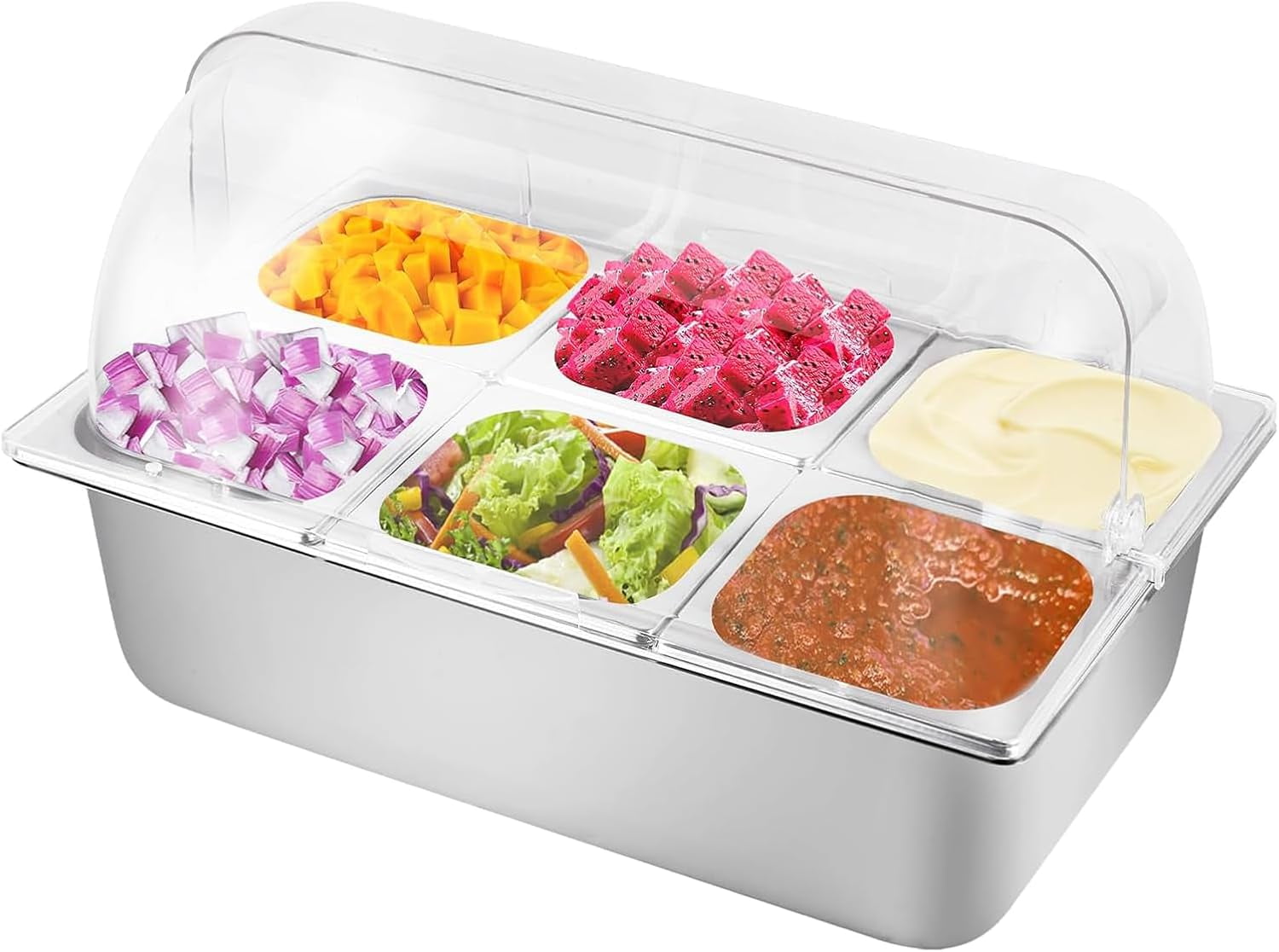 Commercial Ice Chilled Food Serving Display Container with 6 Containers ...