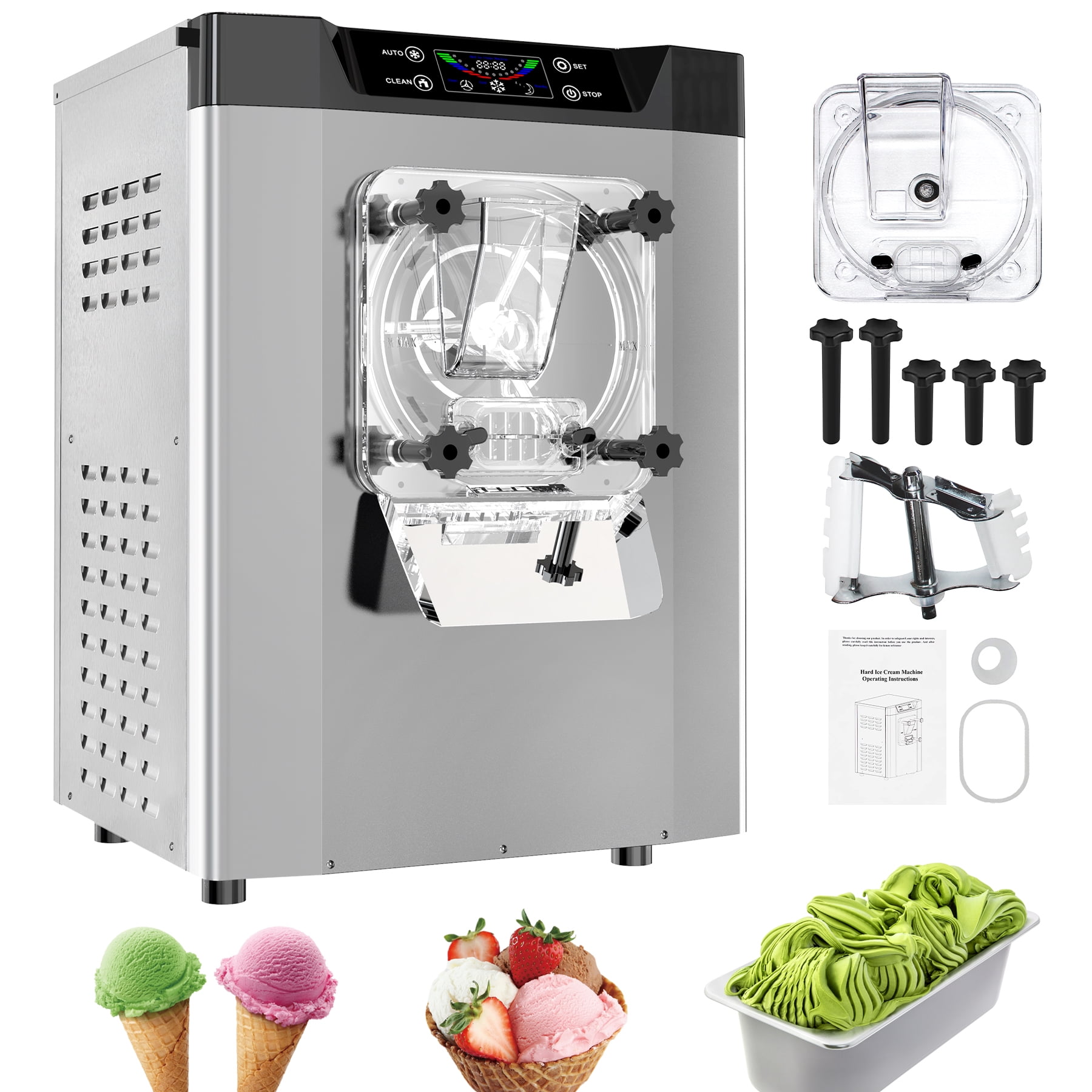 Commercial Ice Cream Machine 1400W, 16-20L/H Single Flavor Countertop ...