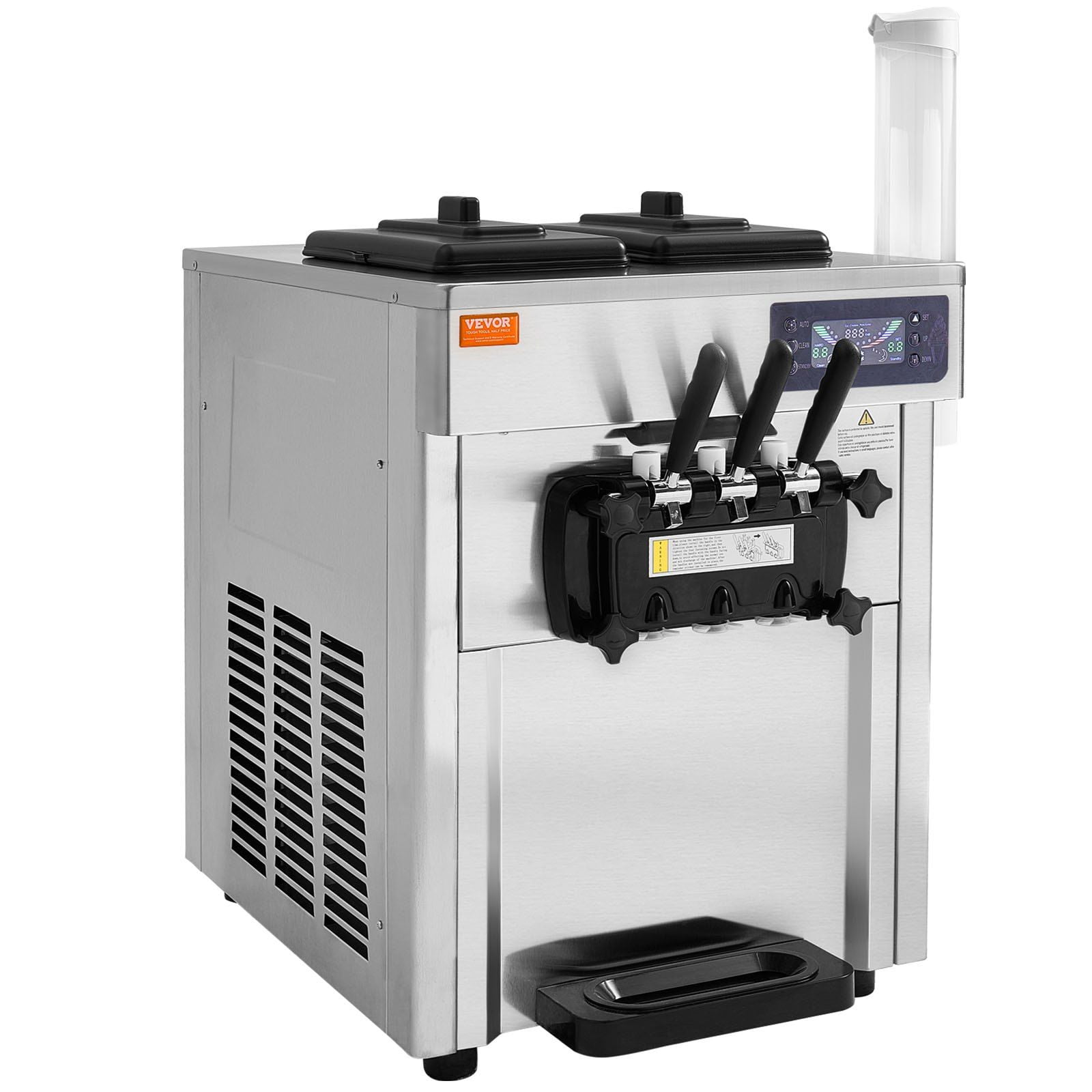 Commercial Ice Cream Machine, 18-28 L/H Yield, 1850W 3-Flavor ...