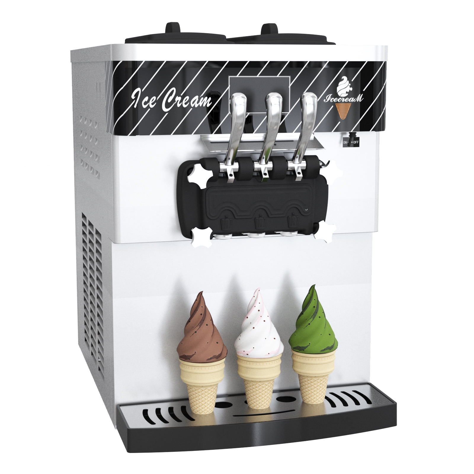 2200W Commercial Ice Cream Machine, 3 Flavors, Auto Clean, LCD, 2*7L ...