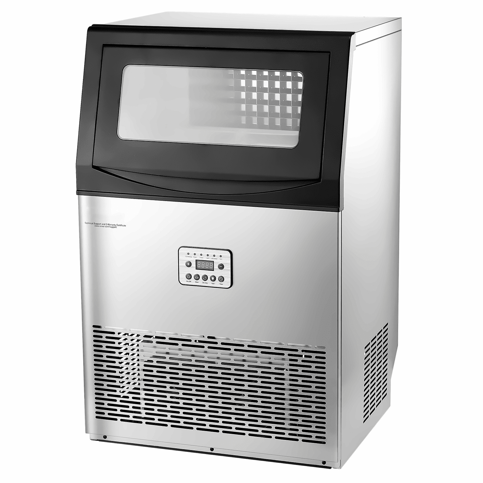 Commercial Ice Maker 90lbs/24H Freestanding Ice Machine, 50 Cubes, Self-Cleaning, Electric Drain ...
