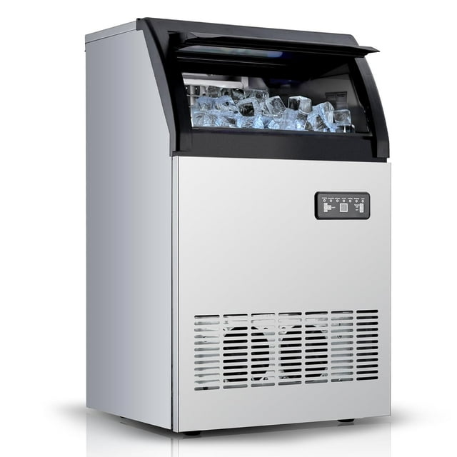 Commercial Ice Maker Machine 100Lbs/24H, 33Lbs Ice Capacity, Stainless ...