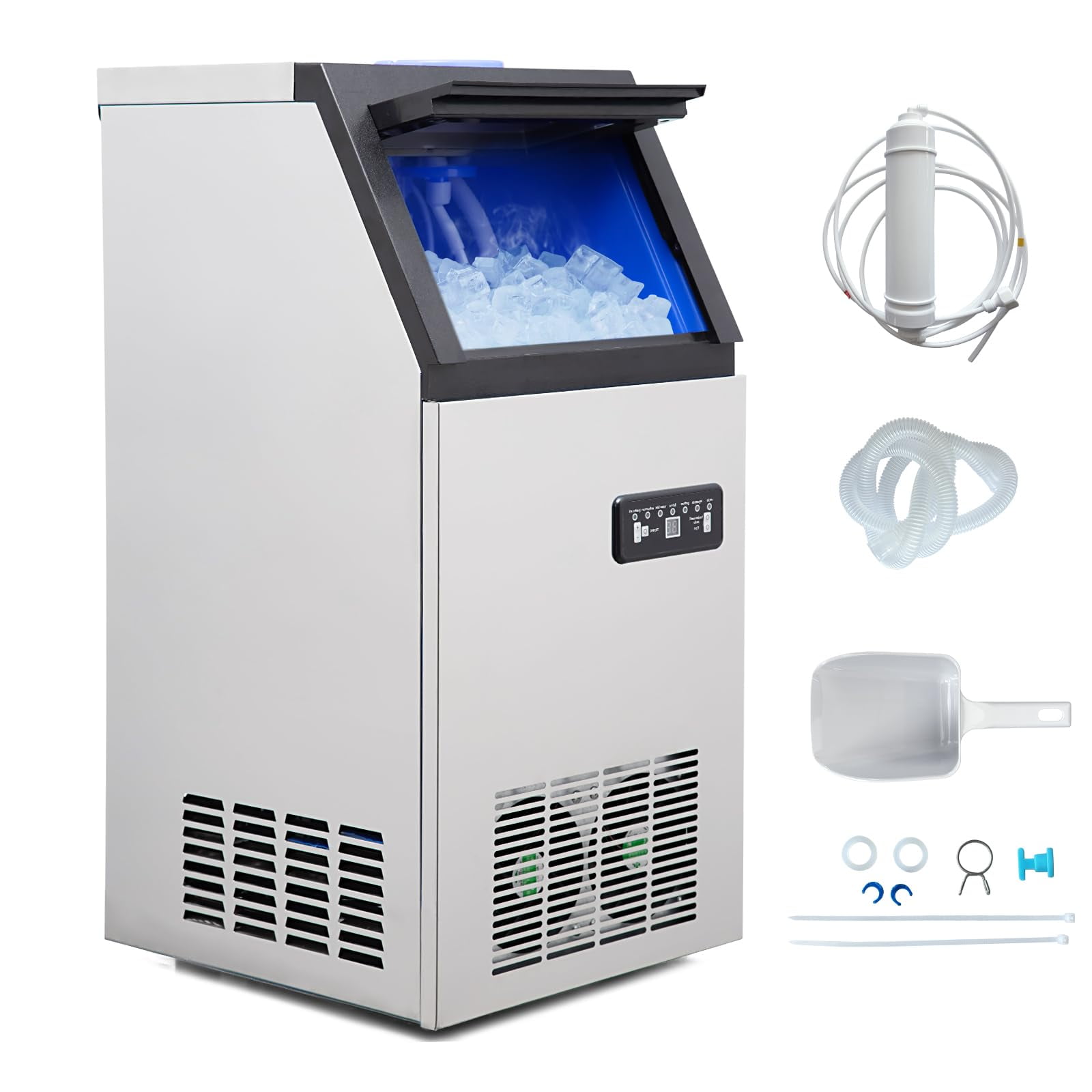 Commercial Ice Maker Machine, 100lbs/24H Counter Ice Maker with 24LBS ...