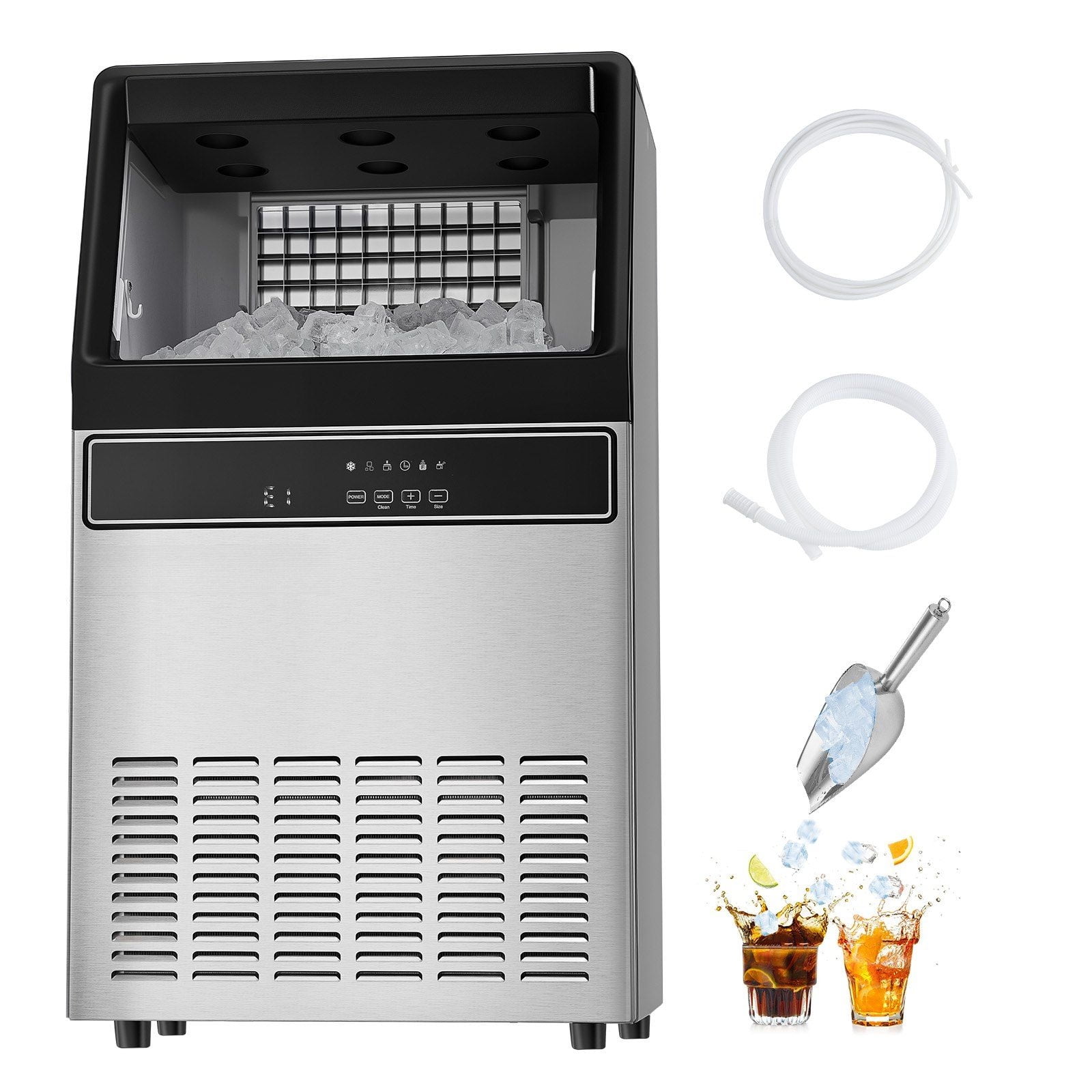 Commercial Ice Maker Machine - 120lbs/24H Freestanding Cabinet with 55 ...