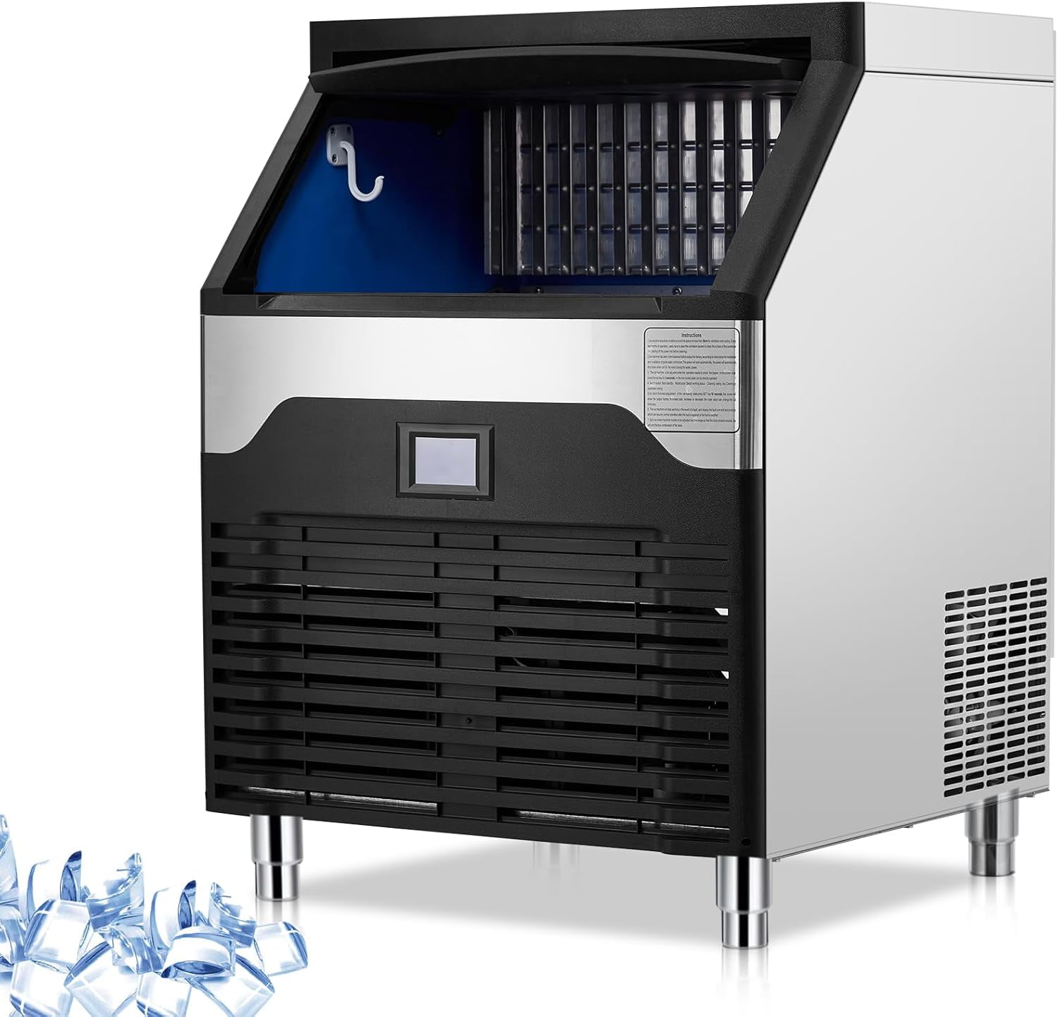 Commercial Ice Maker Machine, 160 lbs/Day, Stainless Steel Ice Maker ...