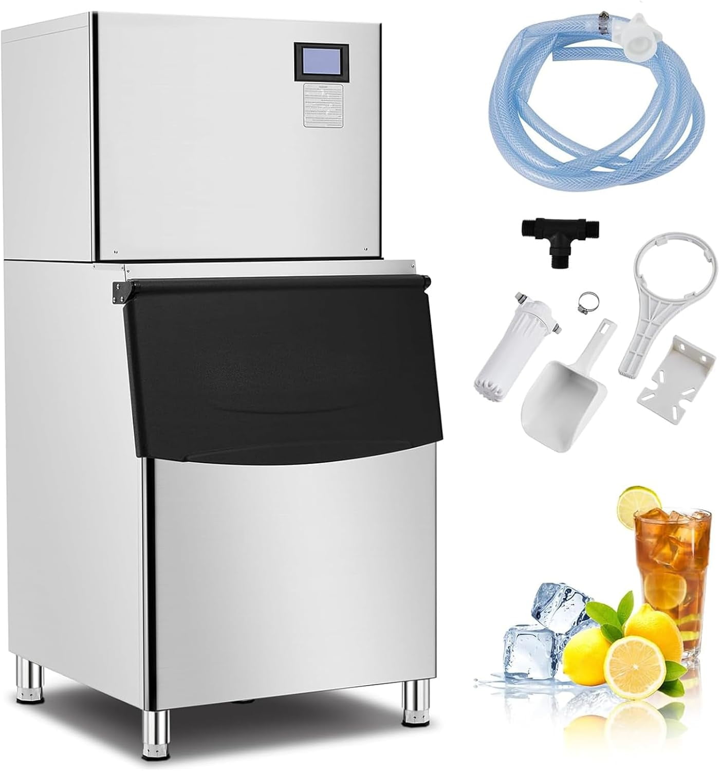 Commercial Ice Maker Machine, 550 lbs/24H, Industrial Stainless Steel ...