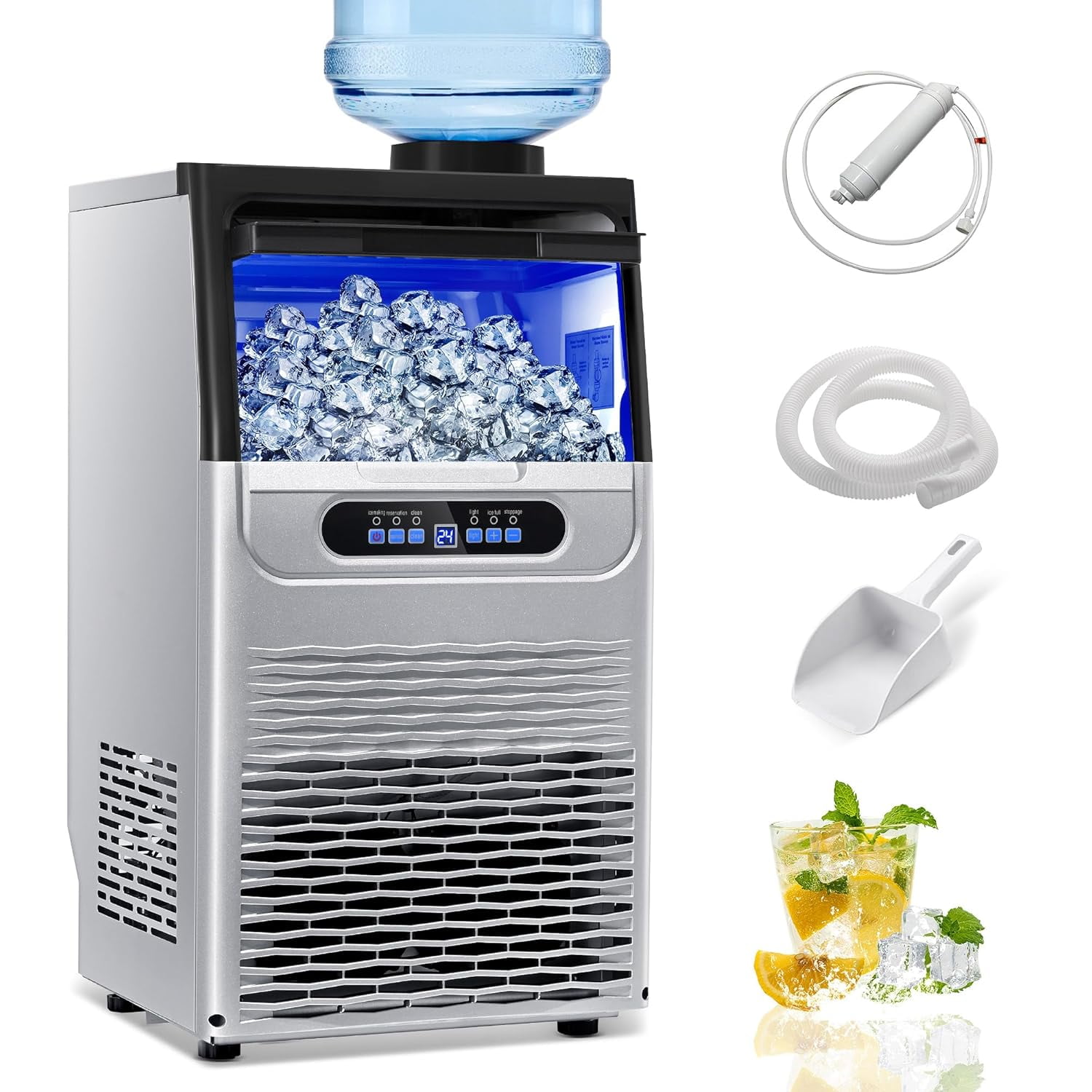 Commercial Ice Maker Machine, 80LBS/24H Under Counter Ice Maker ...