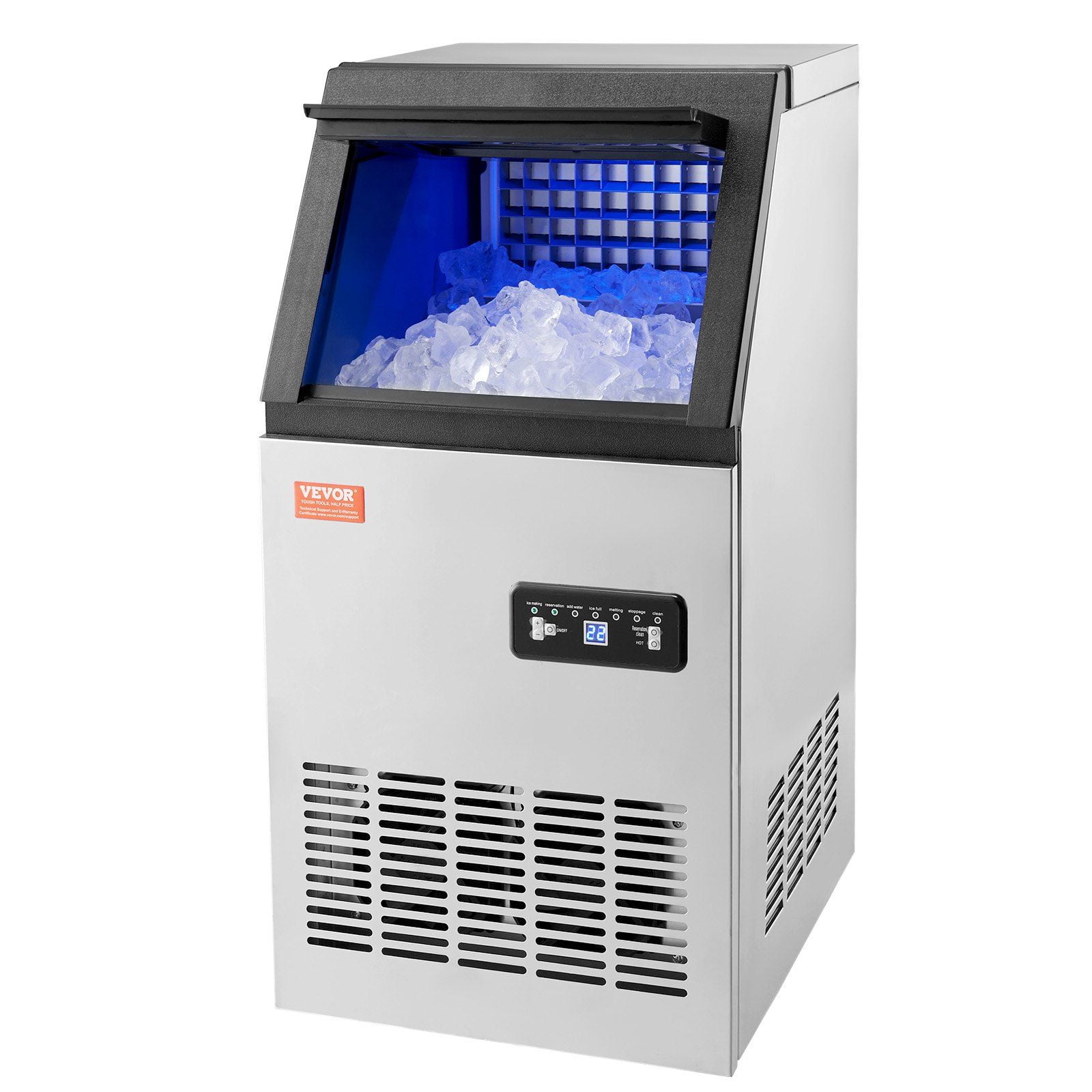 Efficient 100lbs/24H Commercial Ice Maker, Self-Contained Freestanding ...