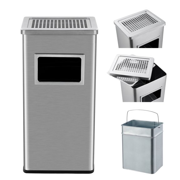 Flash Furniture Collins Steel Outdoor Trash Can 37 Gallon Green ...