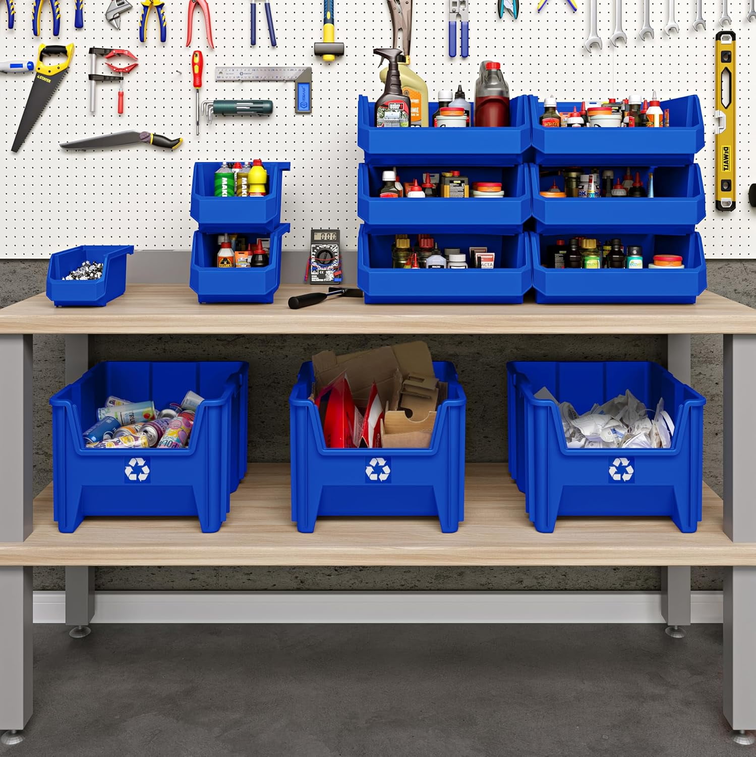 Commercial Industrial Heavy Duty Stackable Open-Front Recycling Bin Box ...