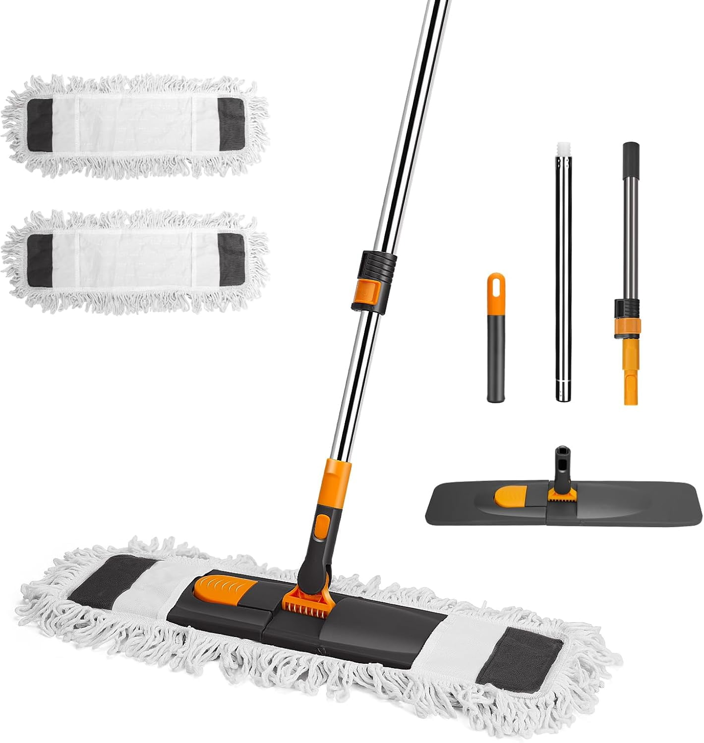 Commercial Industrial Mop Dust Mop with 2 Pads, Heavy Duty Dry and Wet ...