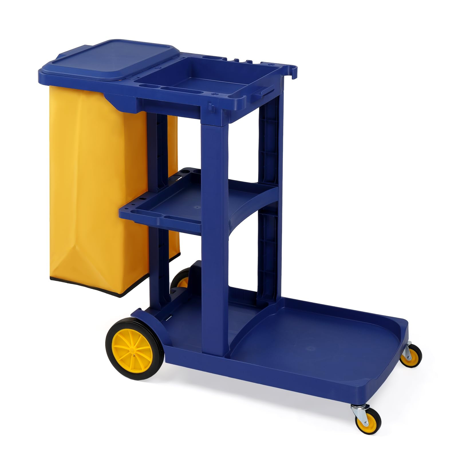 Commercial Janitorial Cart 3-Shelf Heavy Duty Housekeeping Utility Cart ...