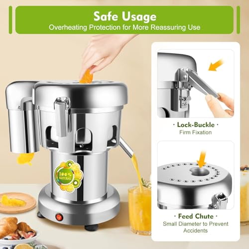 Commercial Juice Extractor, 110V Heavy Duty Centrifugal Juicer Machine ...