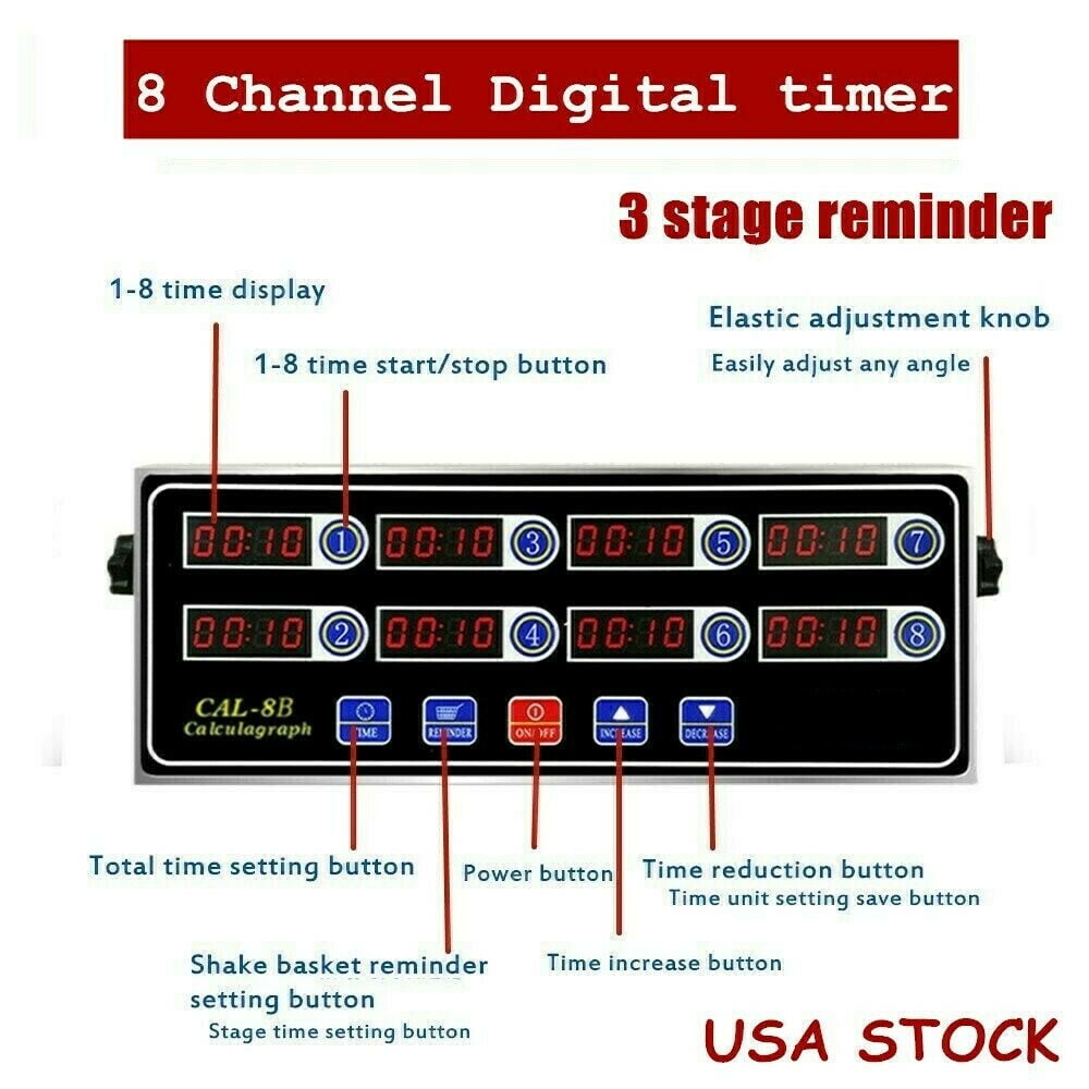 Commercial Kitchen Countdown 8 Channel Digital Timer 3 Stage Reminder 2 ...