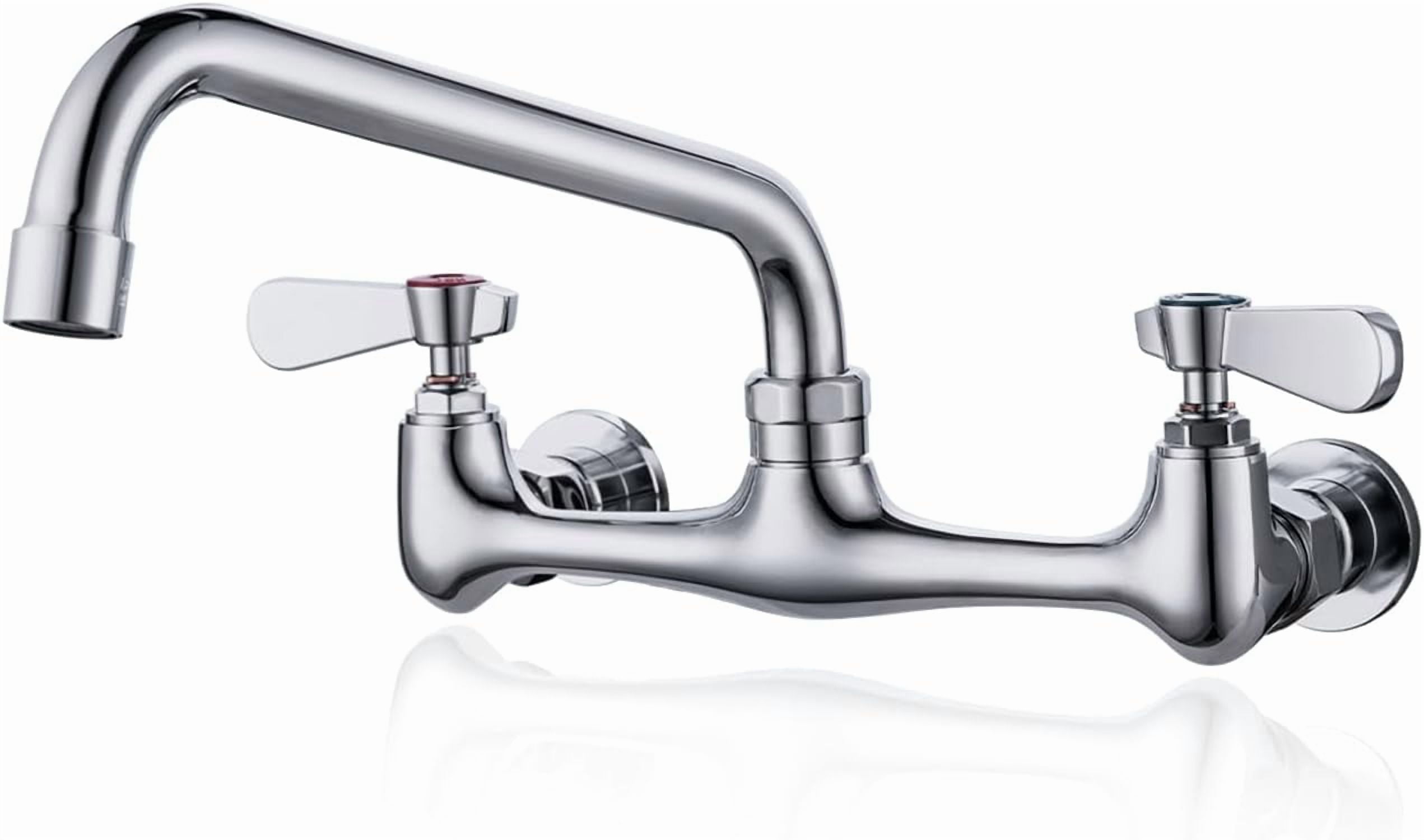 Commercial Kitchen Faucet 8 Inch Center Wall Mount Commercial Sink ...
