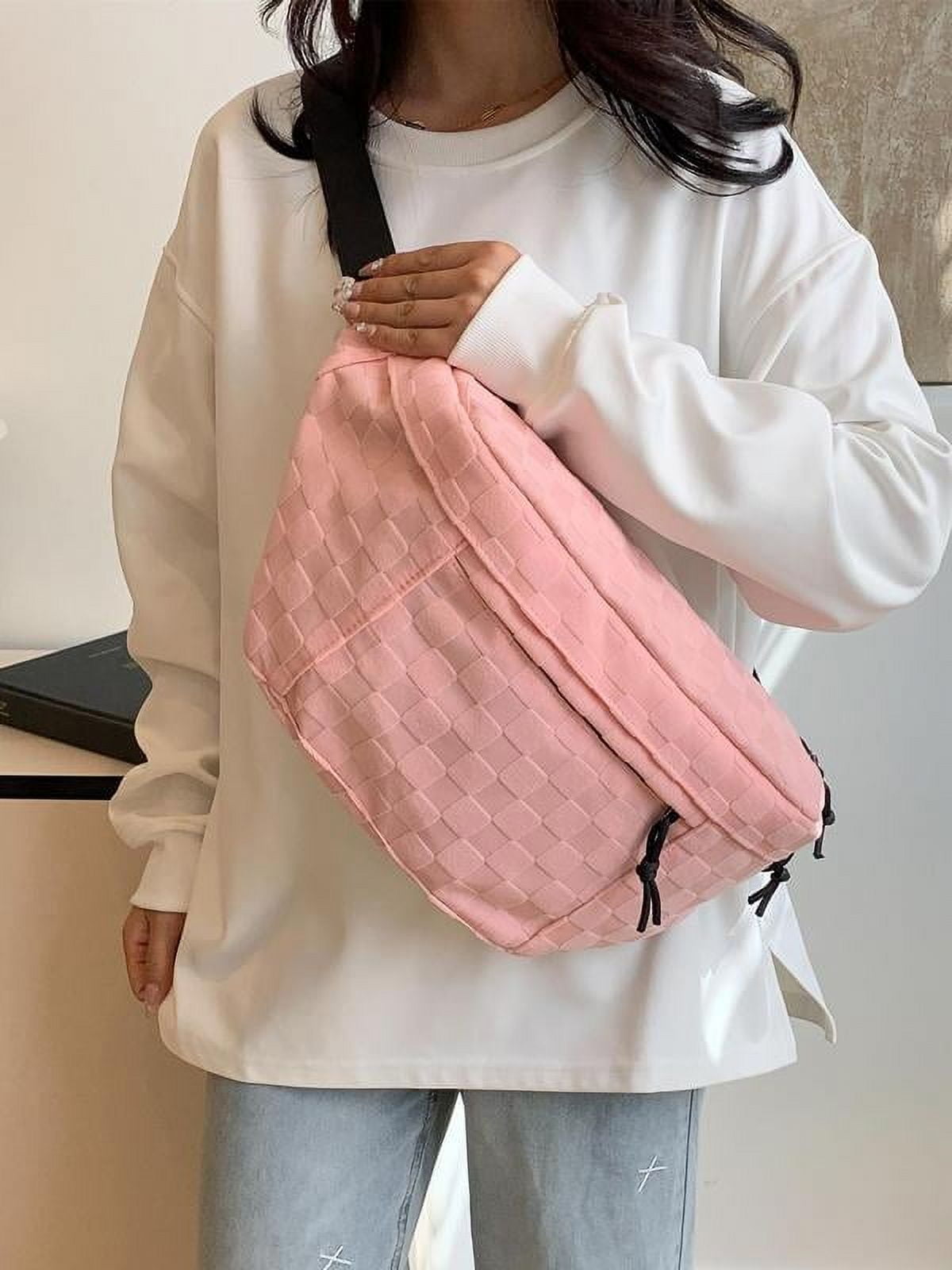 Women's Fashionable Beige Plaid Pattern Zipper Purse Large Capacity ...