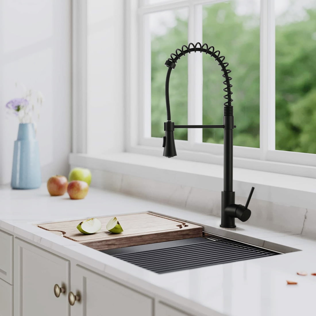 Commercial Kitchen Faucet with Pull Down Sprayer, High-Arc Single ...