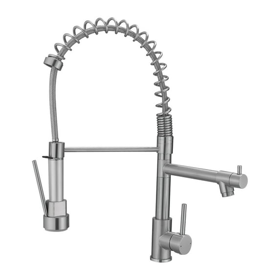 Commercial Kitchen Faucet with Pull Down Sprayer, Stainless Steel ...