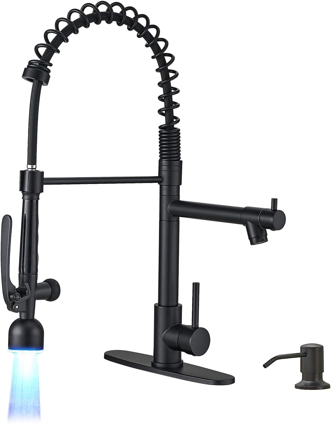 Commercial Kitchen Faucets with Pull Down Sprayer Matte Black Single ...