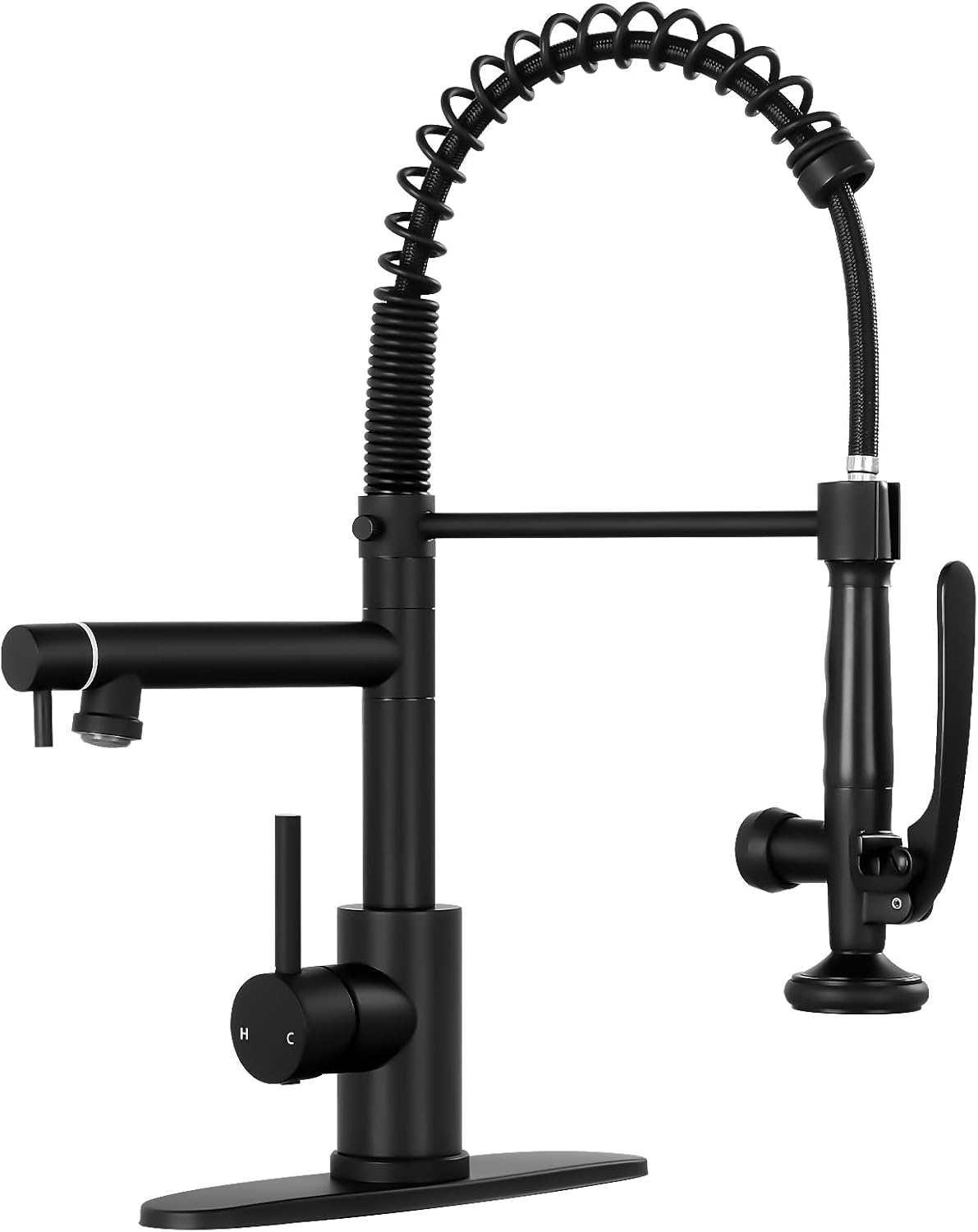 Commercial Kitchen Faucets with Pull Down Sprayer, Matte Black Sink ...