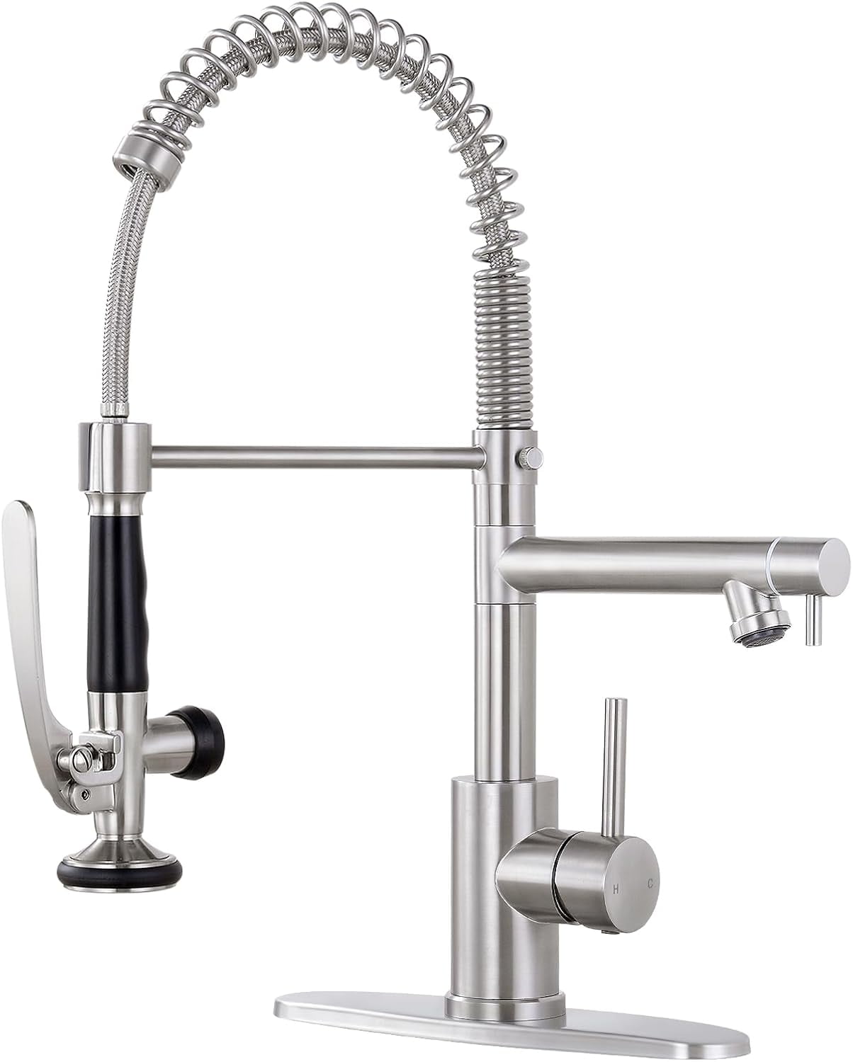 Commercial Kitchen Sink Faucet with Pull Down Sprayer, High Arch Swivel ...