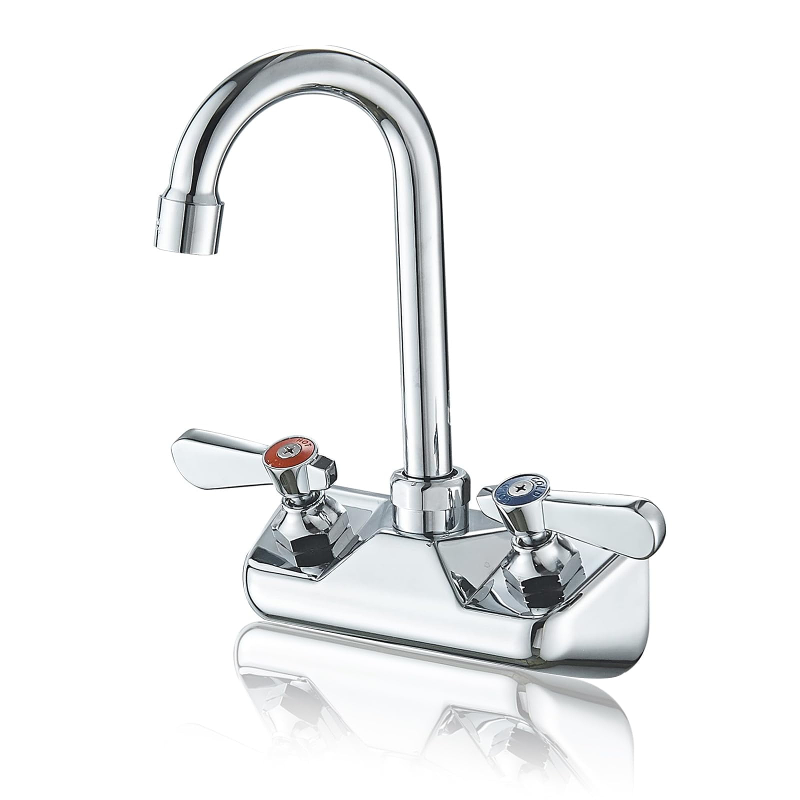 Commercial Kitchen Sink Faucet Wall Mount Two Handles 4 Inch Center ...
