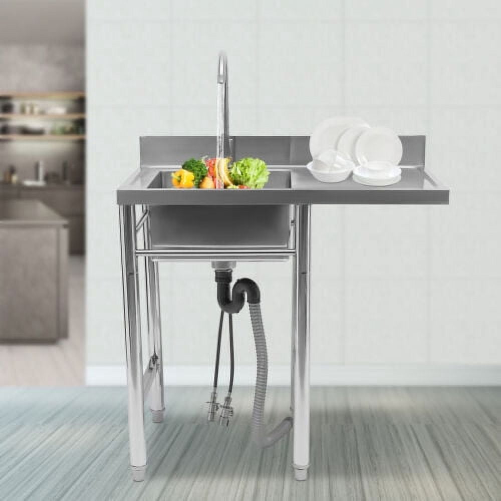 Commercial Kitchen Sink Prep Table with Faucet 304 Stainless Steel 1 ...