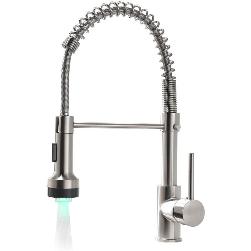 Commercial LED Kitchen Faucet with Pull Down Sprayer, Single Handle ...