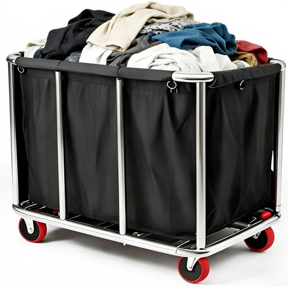 Commercial Laundry Cart with Wheels Industrial 12 Bushel Hamper Sorters ...